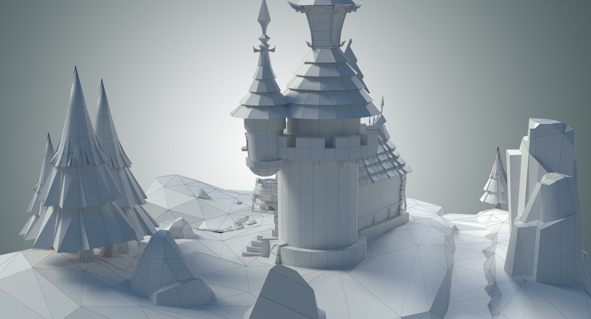 3d Model Stylized Castle Environment