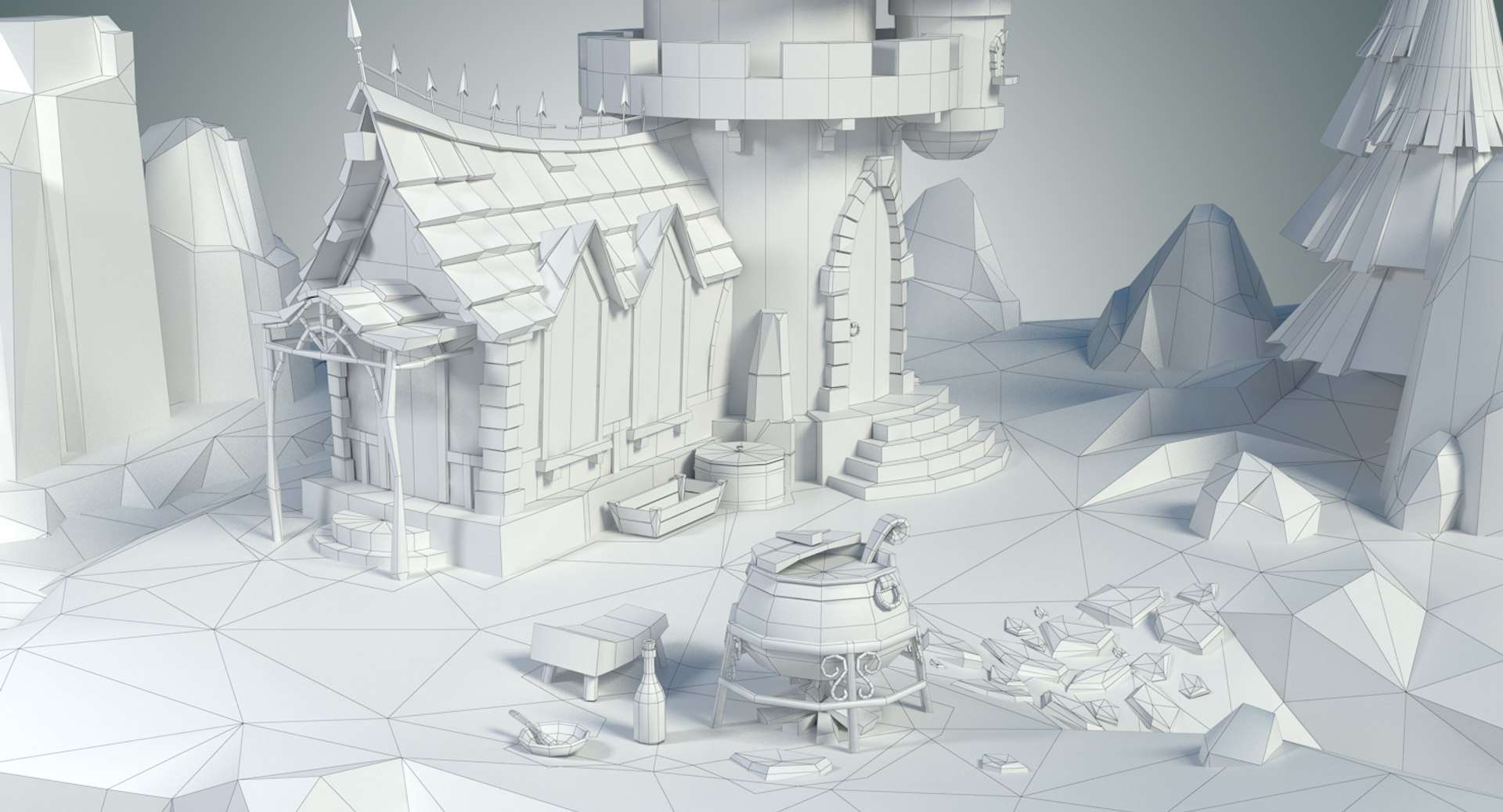3d Model Stylized Castle Environment