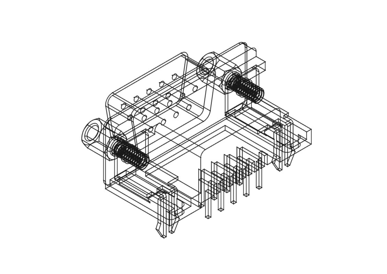 3D DB9 Male Connector Elbow Through Hole - TurboSquid 1990159