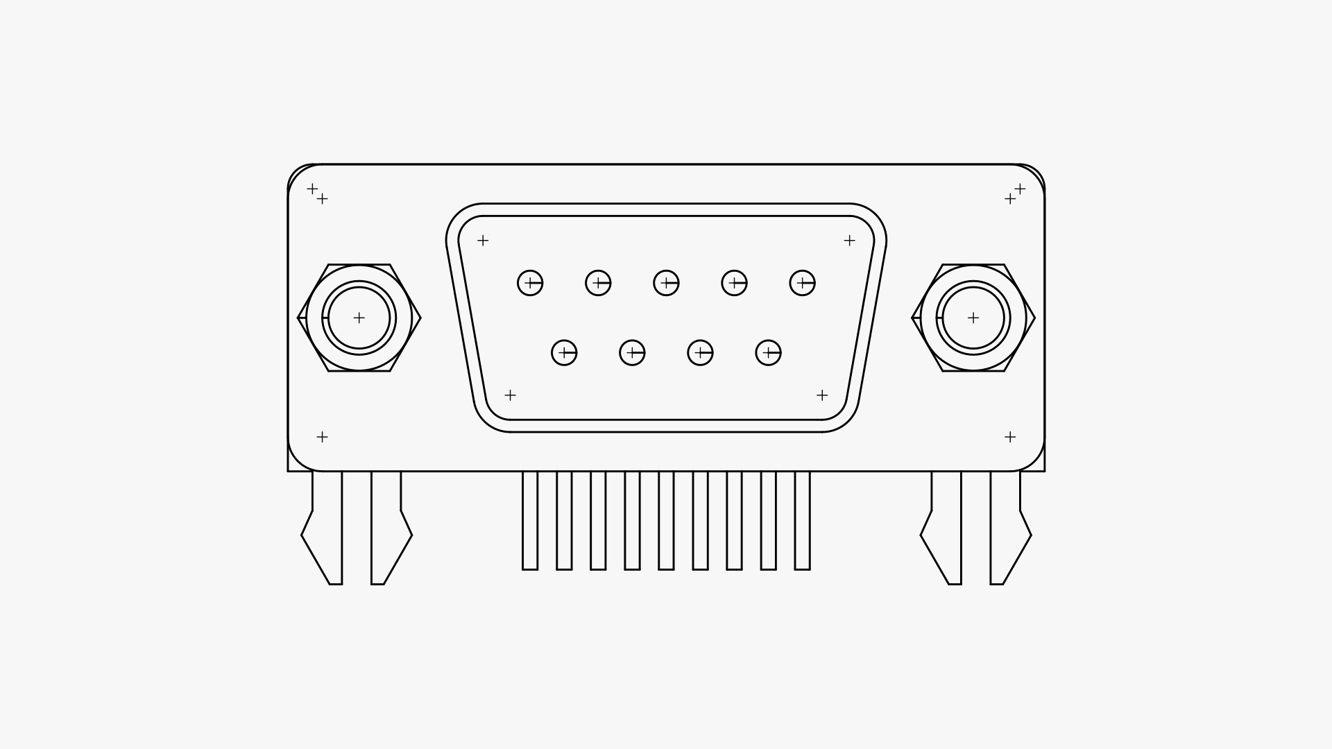 3D DB9 Male Connector Elbow Through Hole - TurboSquid 1990159