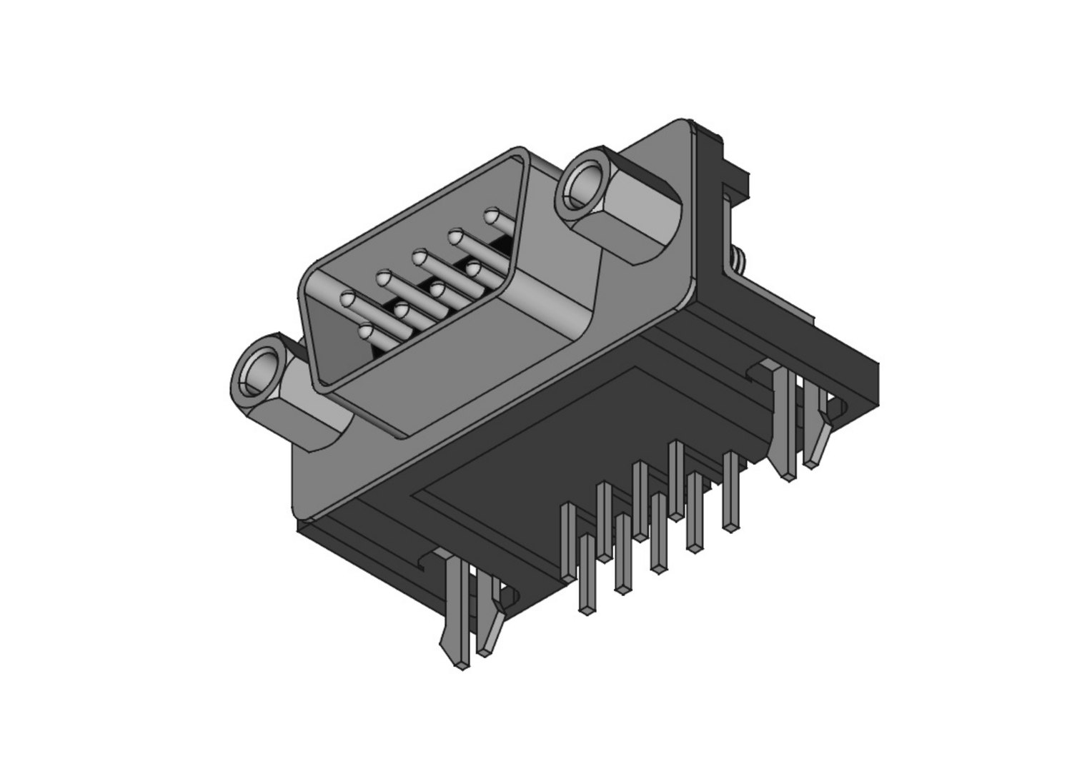 3D DB9 Male Connector Elbow Through Hole - TurboSquid 1990159