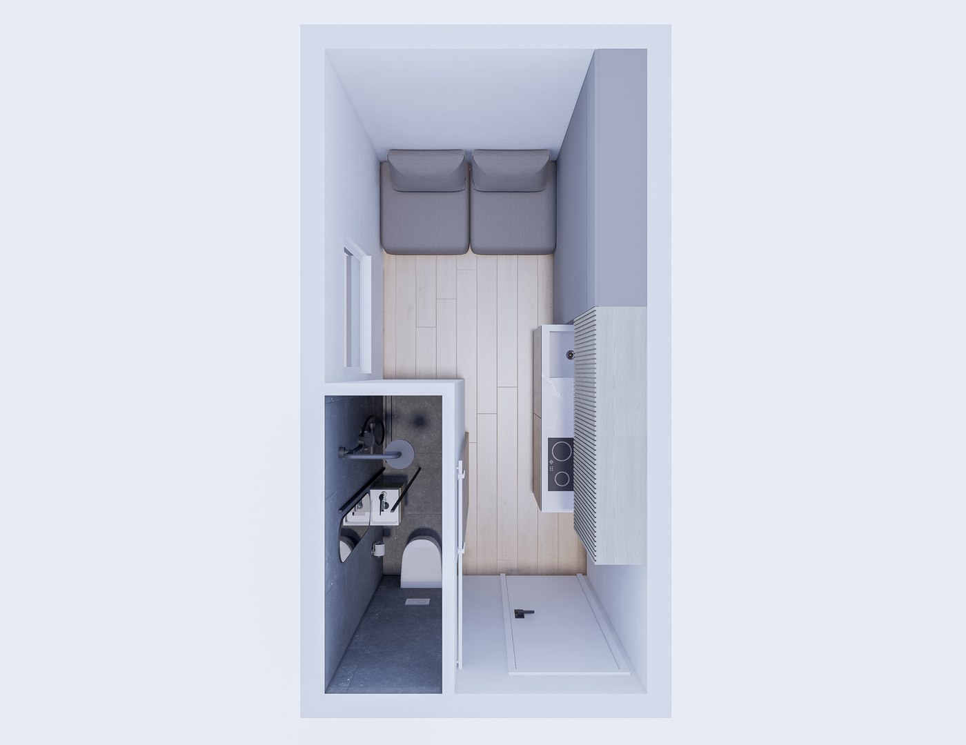 10 Square Meters Mini Apartment - Created In Revit 3D Model ...