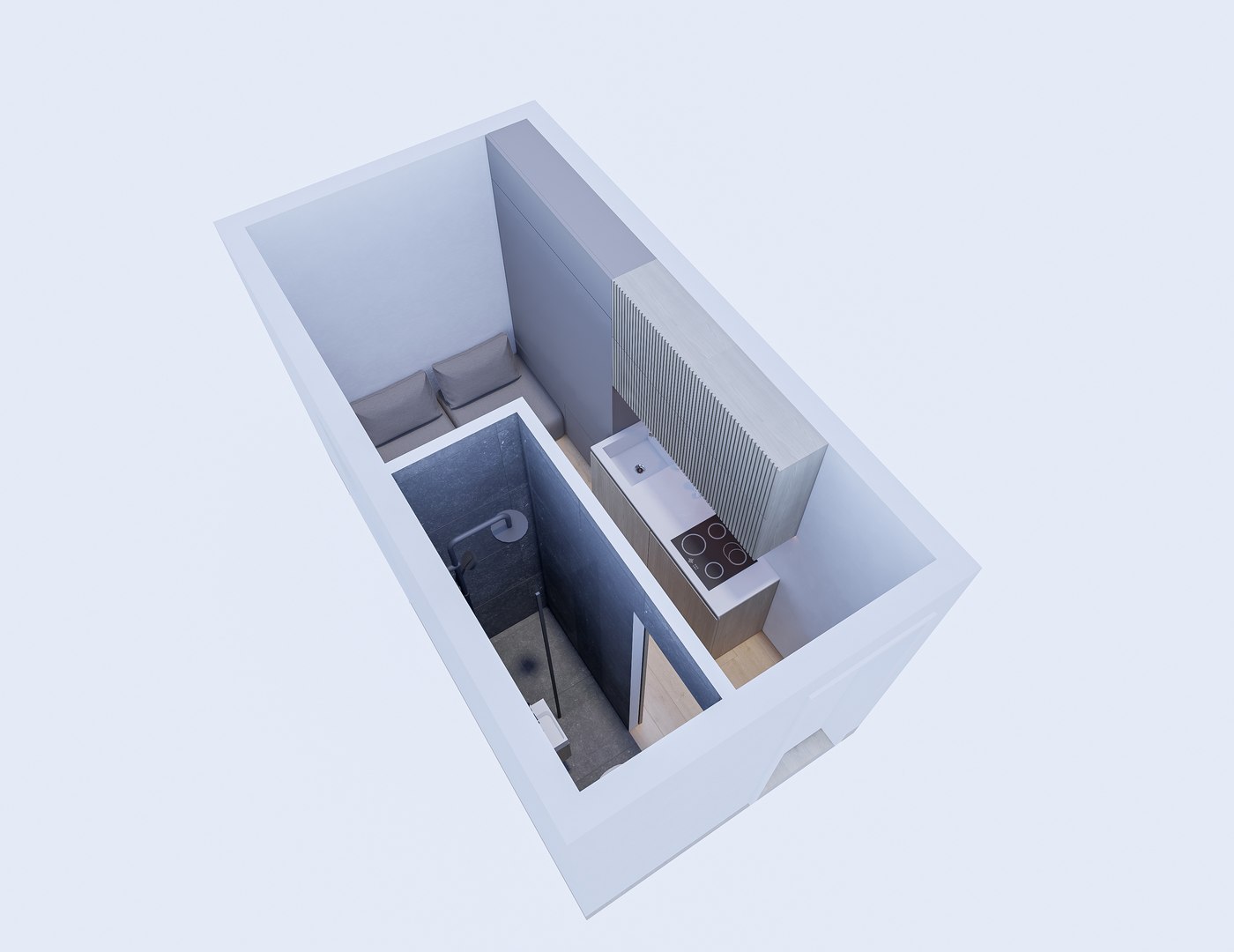10 Square Meters Mini Apartment - Created In Revit 3D Model ...
