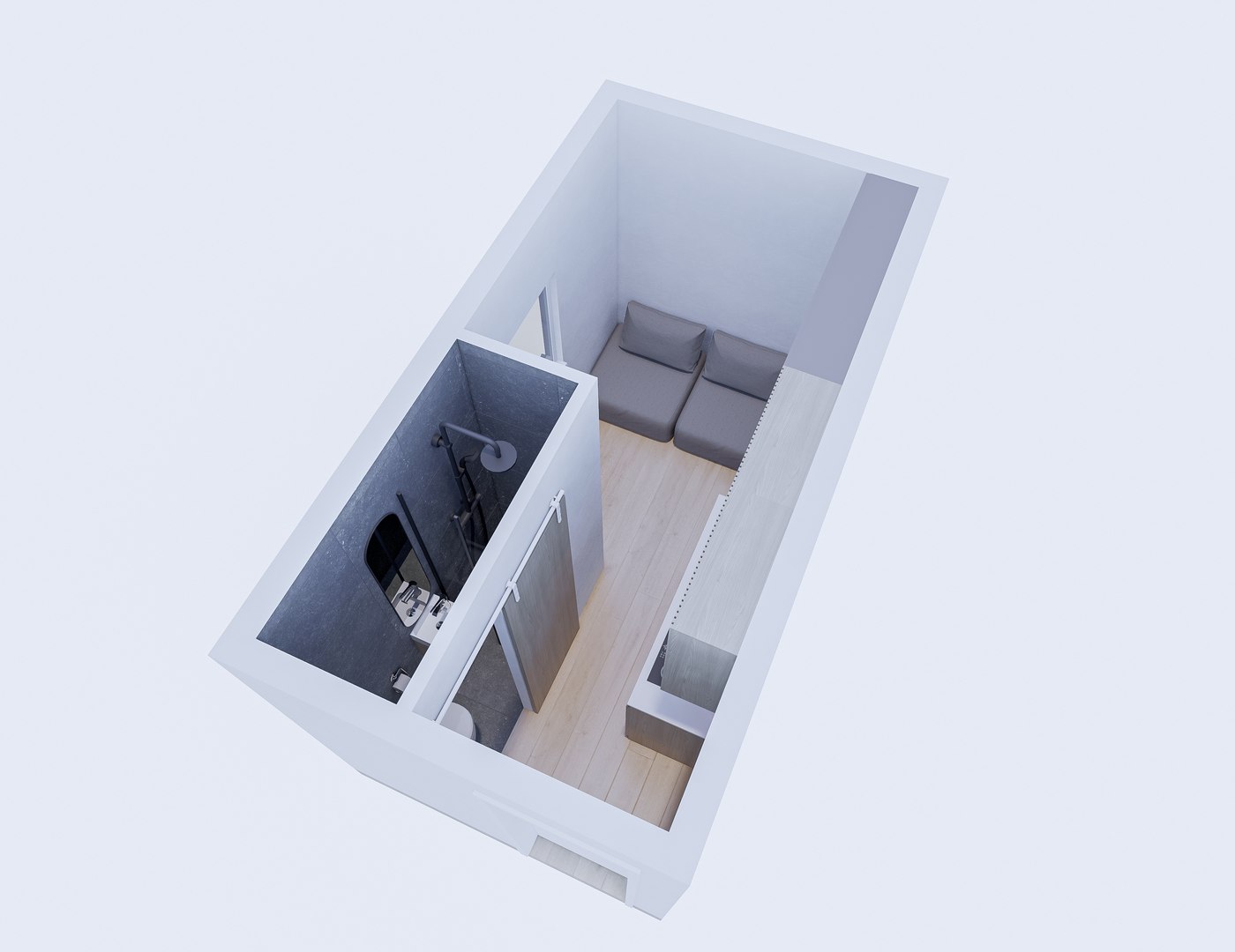 10 Square Meters Mini Apartment - Created In Revit 3D Model ...