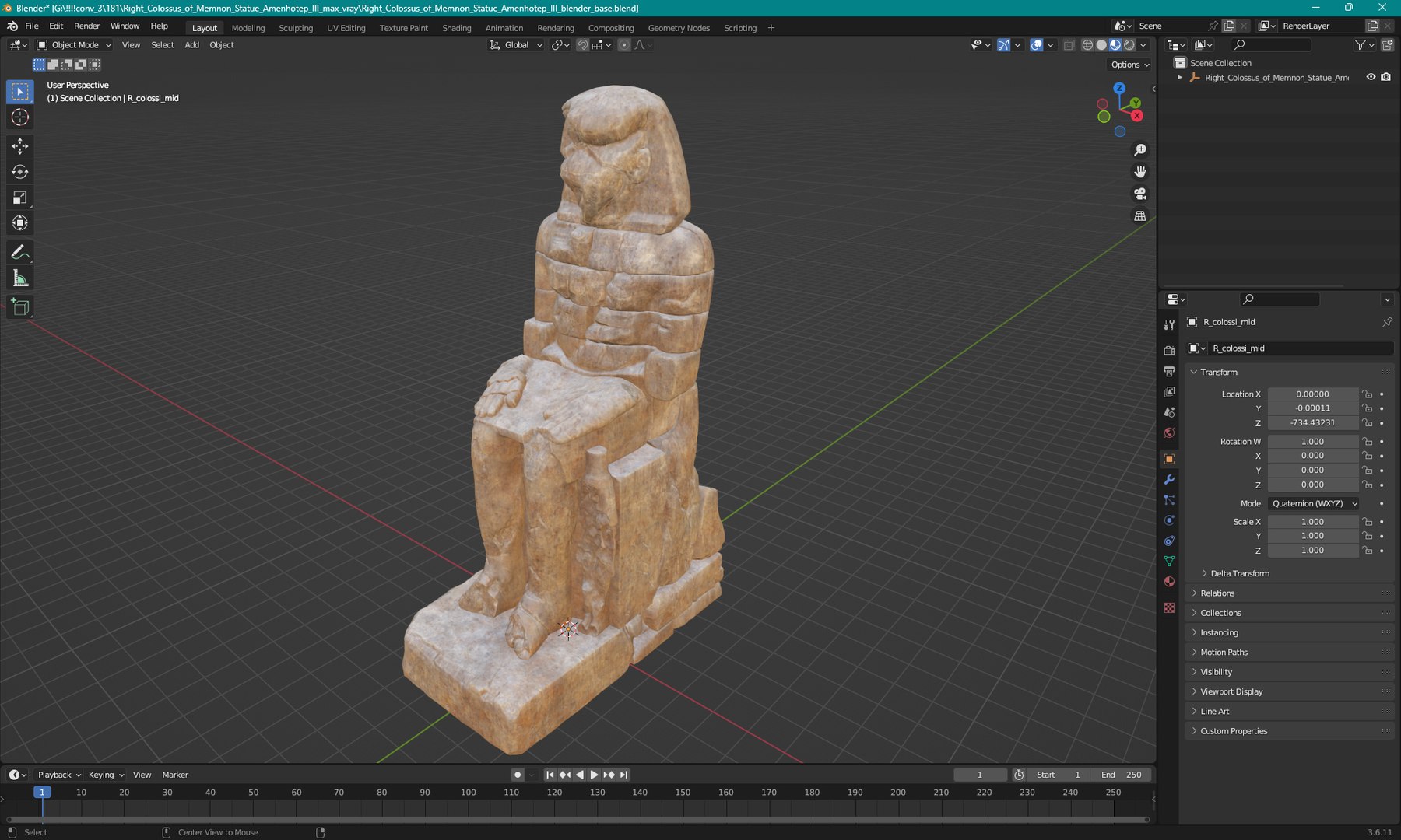 Right Colossus Of Memnon Statue Amenhotep III Model - TurboSquid 2435212