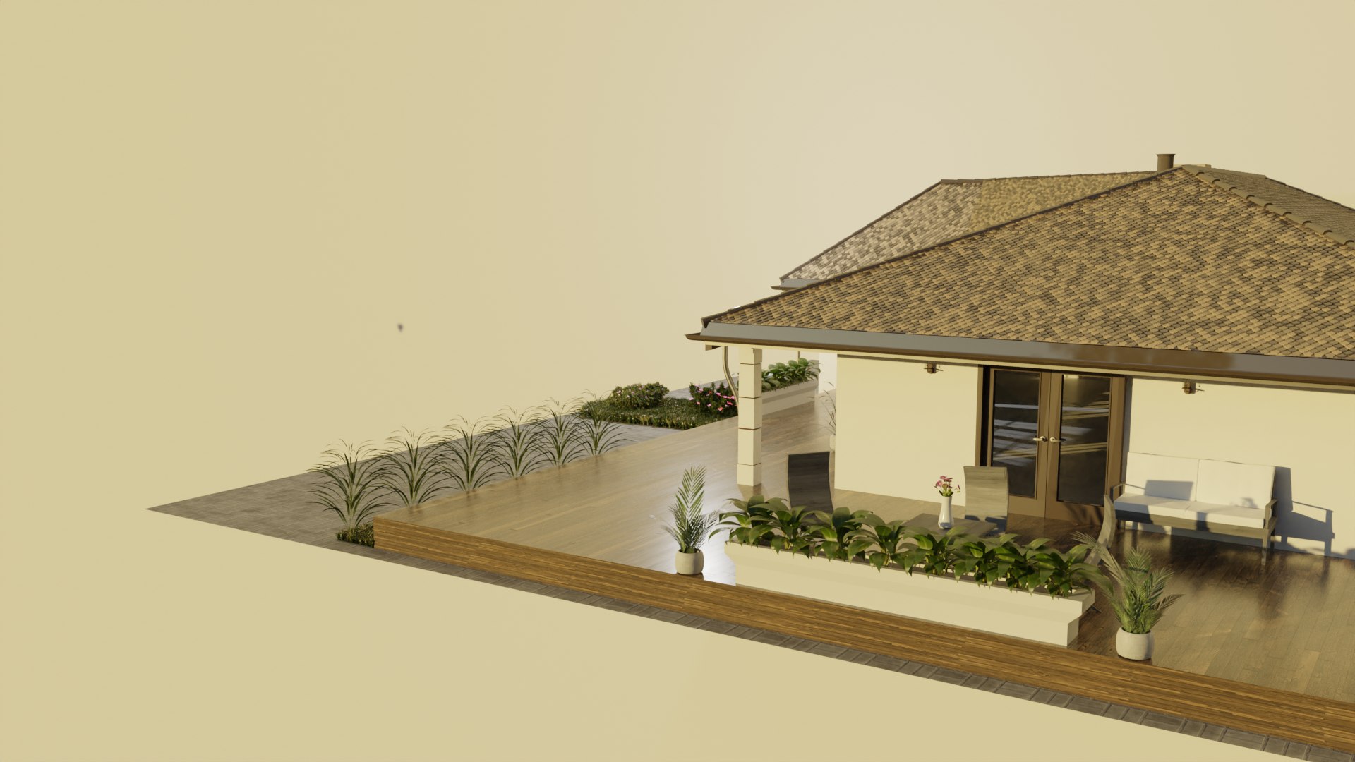 3D House With Terrace - TurboSquid 1873511