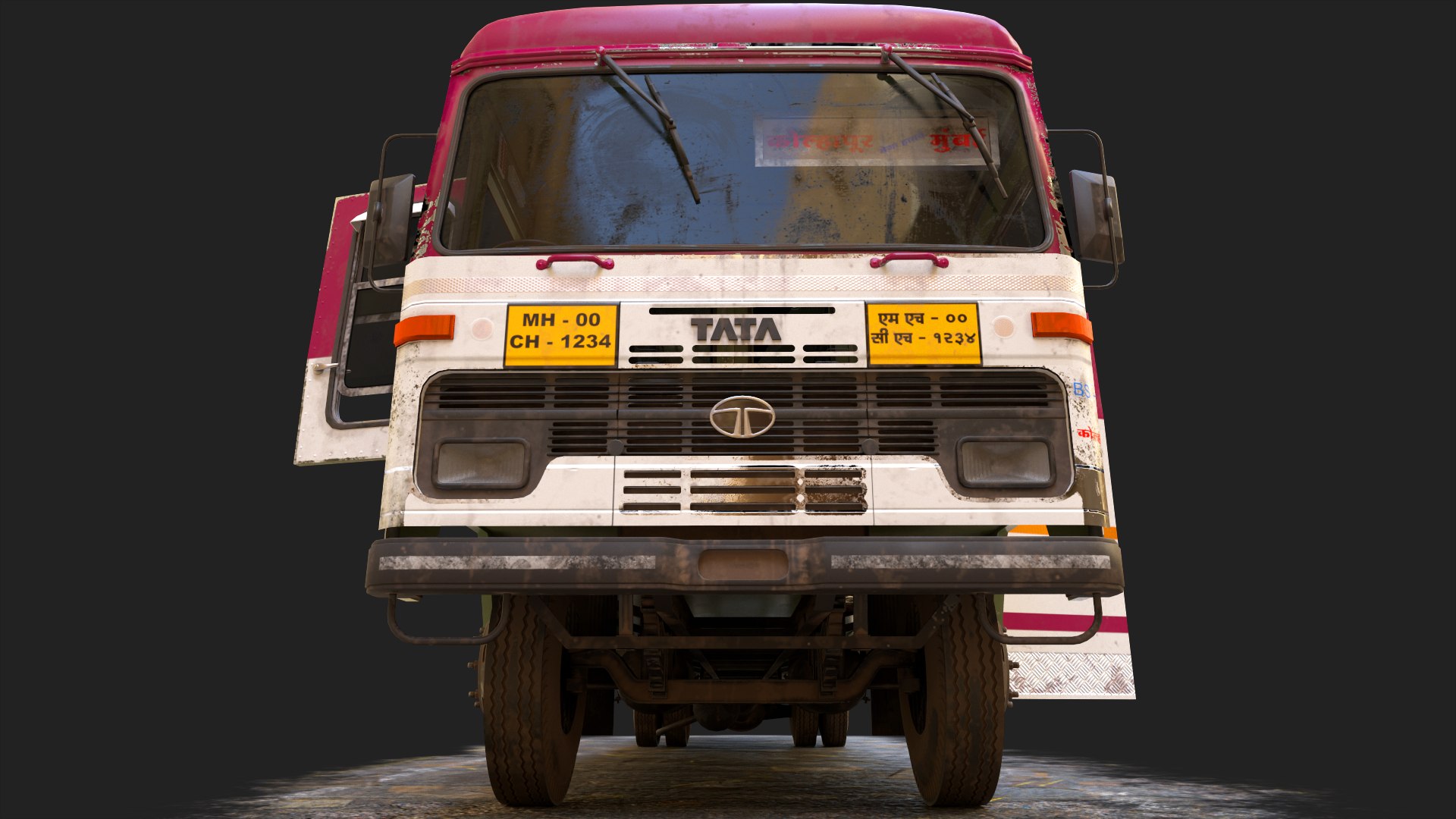 3D Indian Bus V1 Old Purple White Used - TurboSquid 2286406