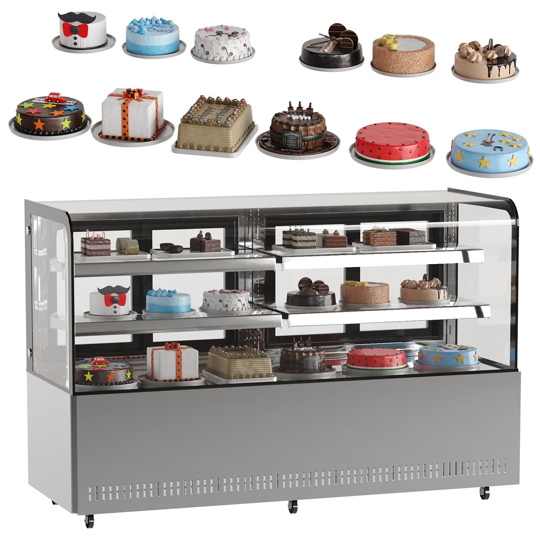 Pastry Refrigerator 2 20 Different Cakes 3D Model - TurboSquid 2250987