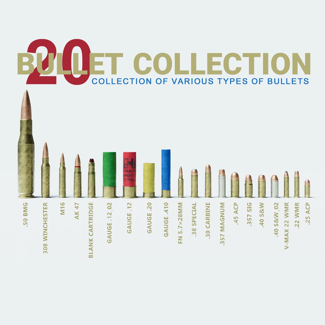 3D Collection Of Various Types Of Bullets Model - TurboSquid 1907938