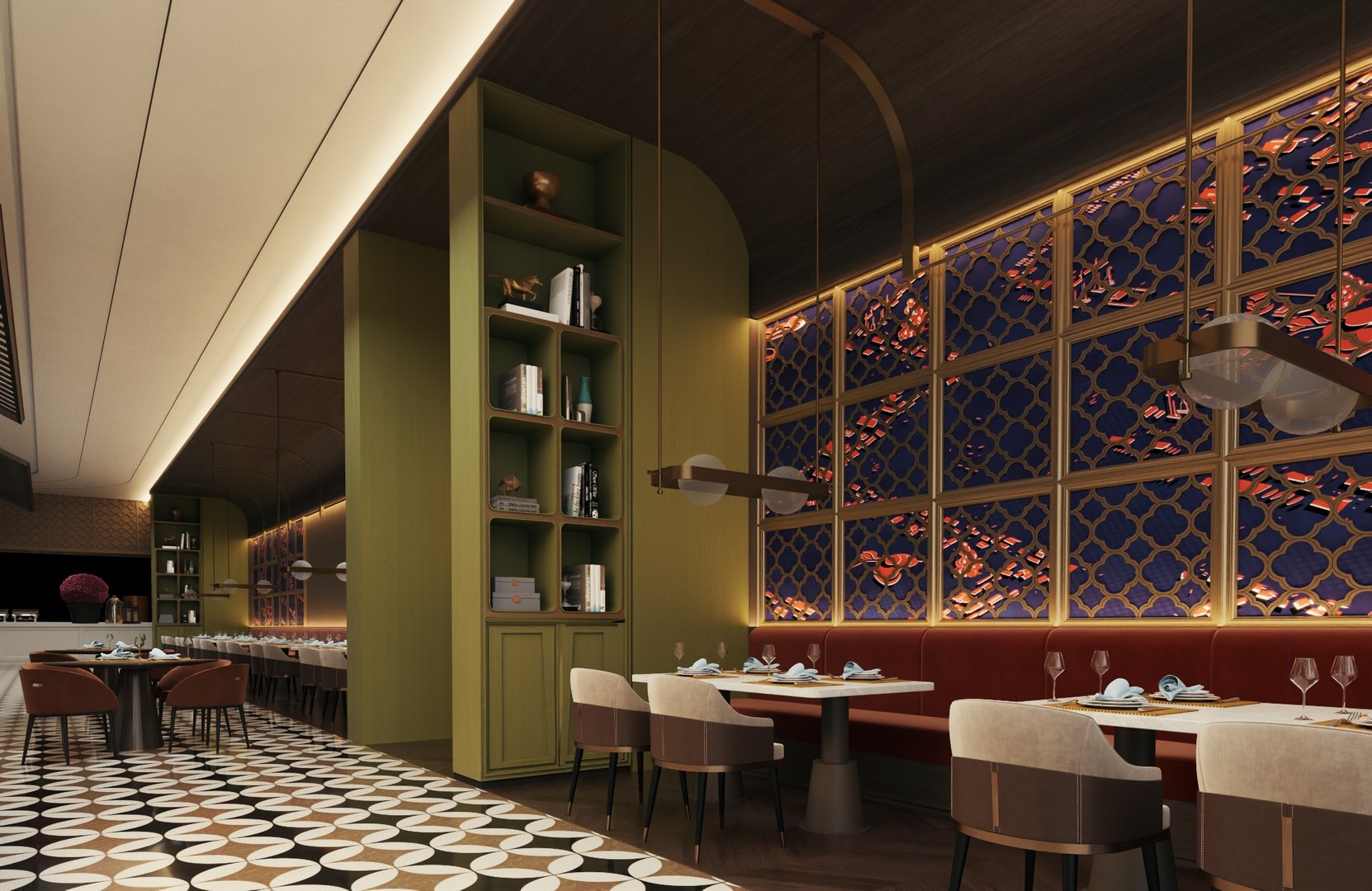 3D Elegant Modern Restaurant Dining Hall - TurboSquid 2511545