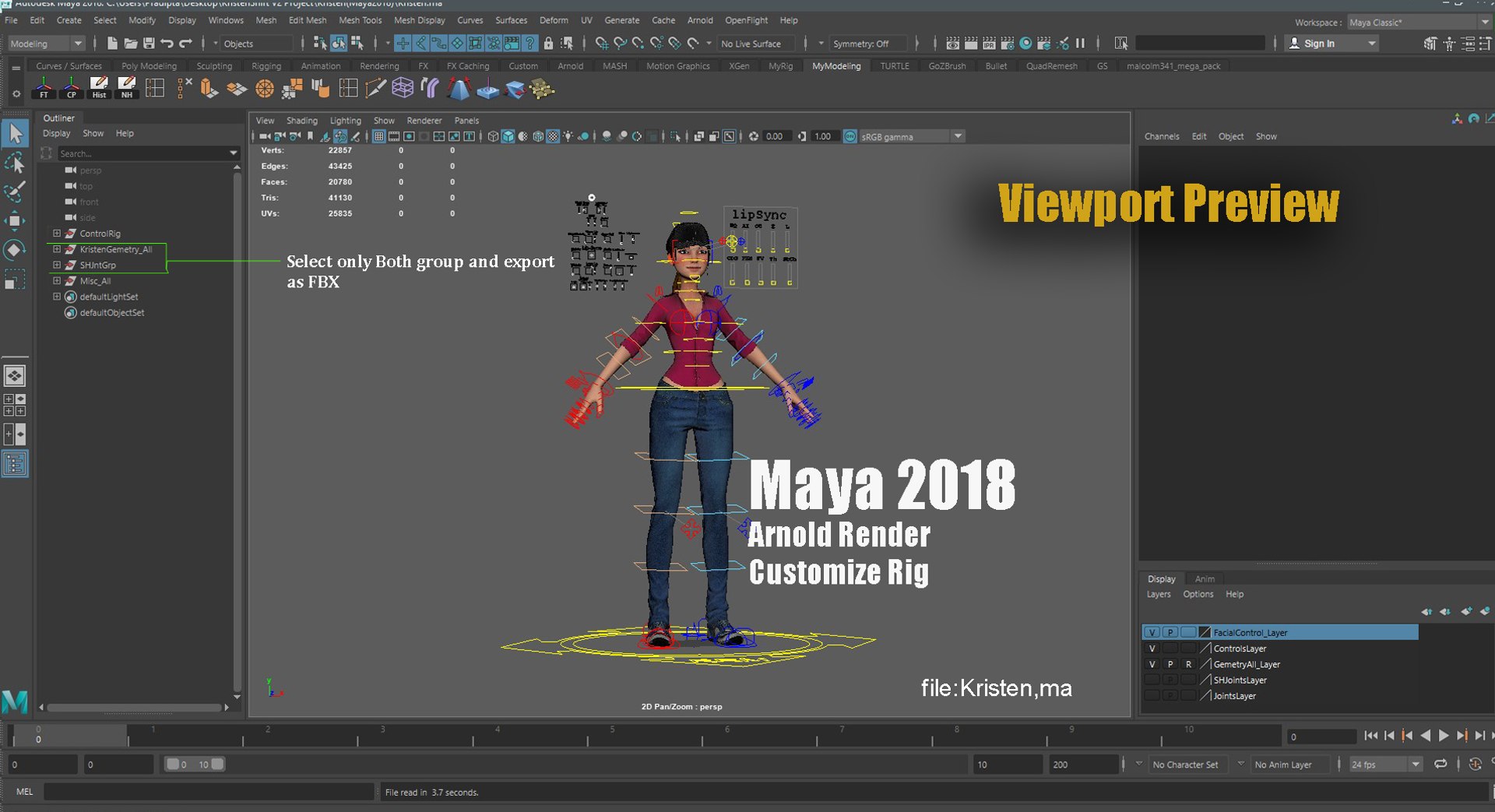 3D Kristen Cartoon Woman Rig V2 - TurboSquid 1998010