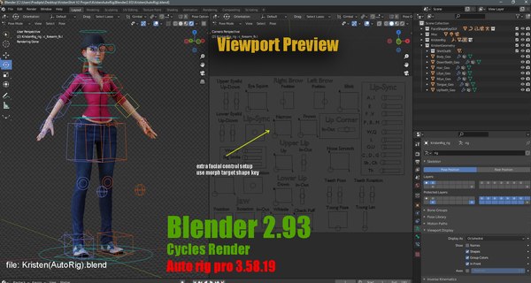 3D Kristen Cartoon Woman Rig V2 - TurboSquid 1998010