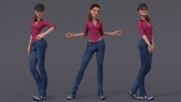3D Kristen Cartoon Woman Rig V2 - TurboSquid 1998010