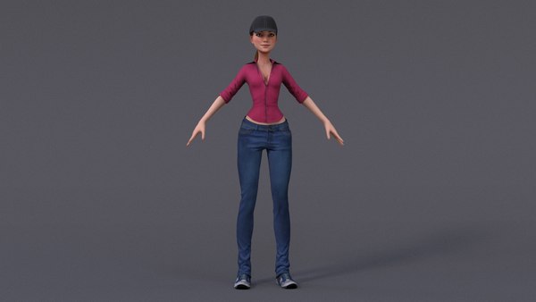 3D Kristen Cartoon Woman Rig V2 - TurboSquid 1998010
