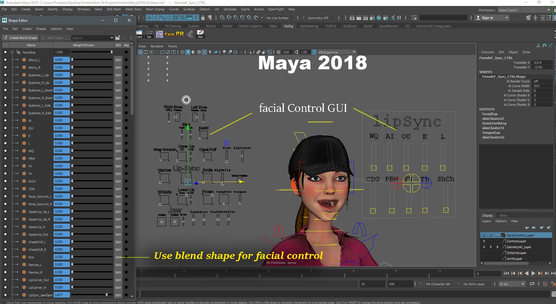 3D Kristen Cartoon Woman Rig V2 - TurboSquid 1998010