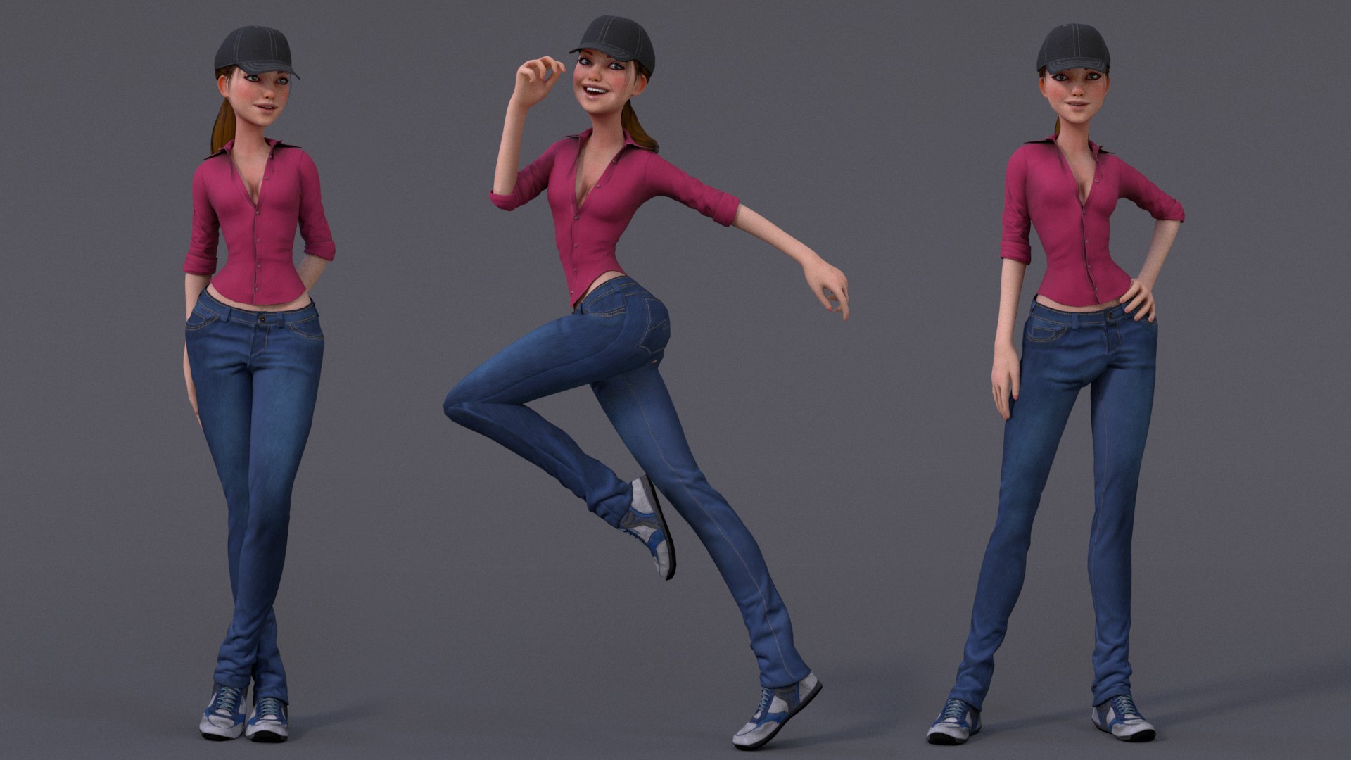 3D Kristen Cartoon Woman Rig V2 - TurboSquid 1998010