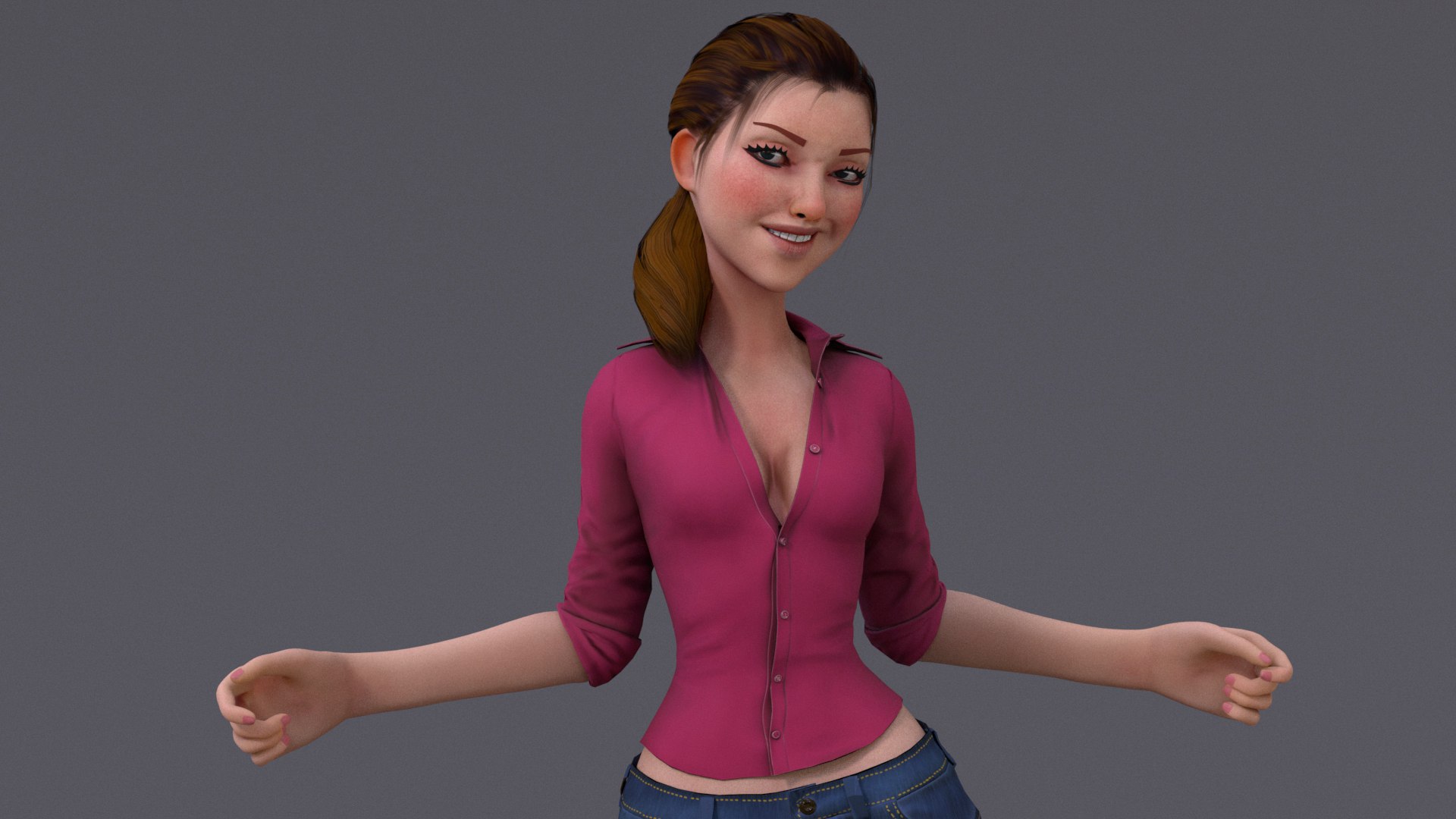 3D Kristen Cartoon Woman Rig V2 - TurboSquid 1998010