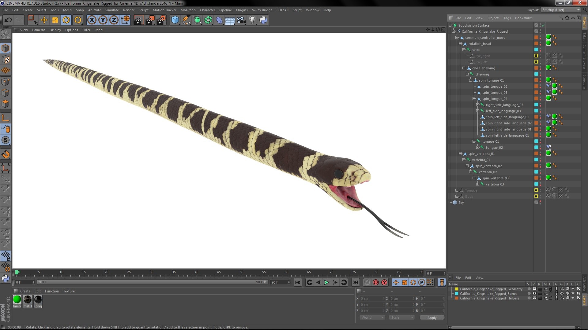 California Kingsnake Rigged For Cinema 4D Model - TurboSquid 1980850