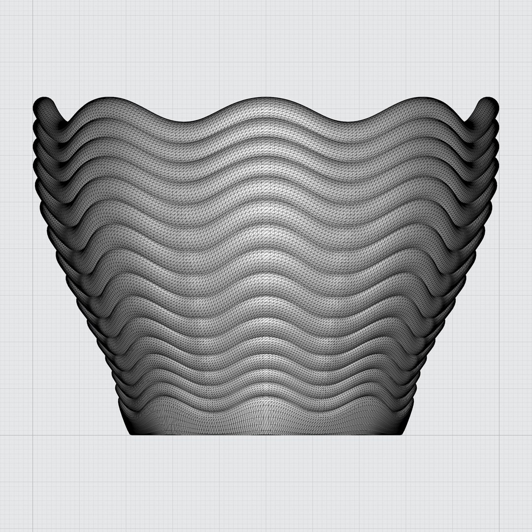 3D Wavy Pot Plant Decorative Container - TurboSquid 2327604