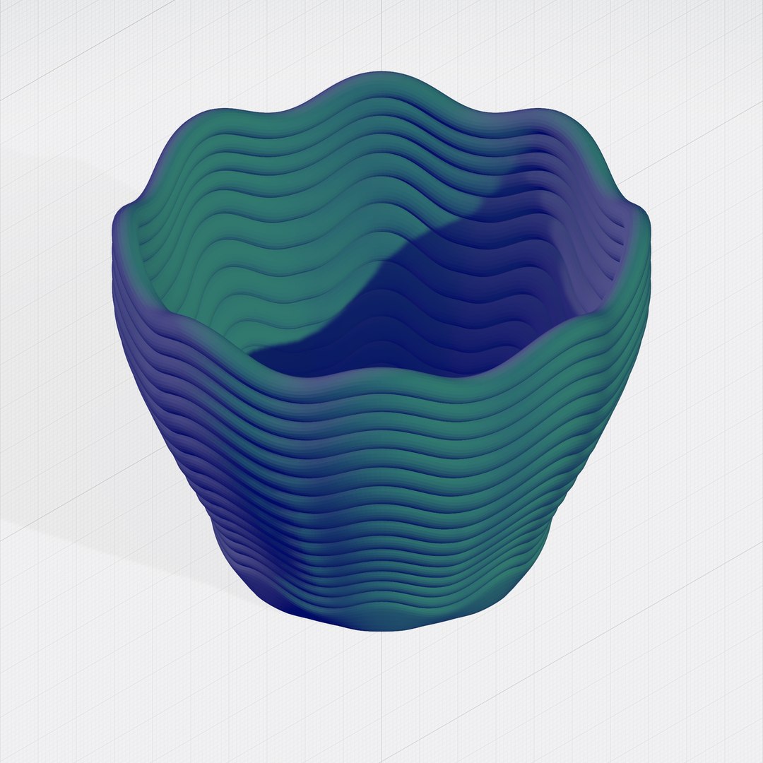 3D Wavy Pot Plant Decorative Container - TurboSquid 2327604