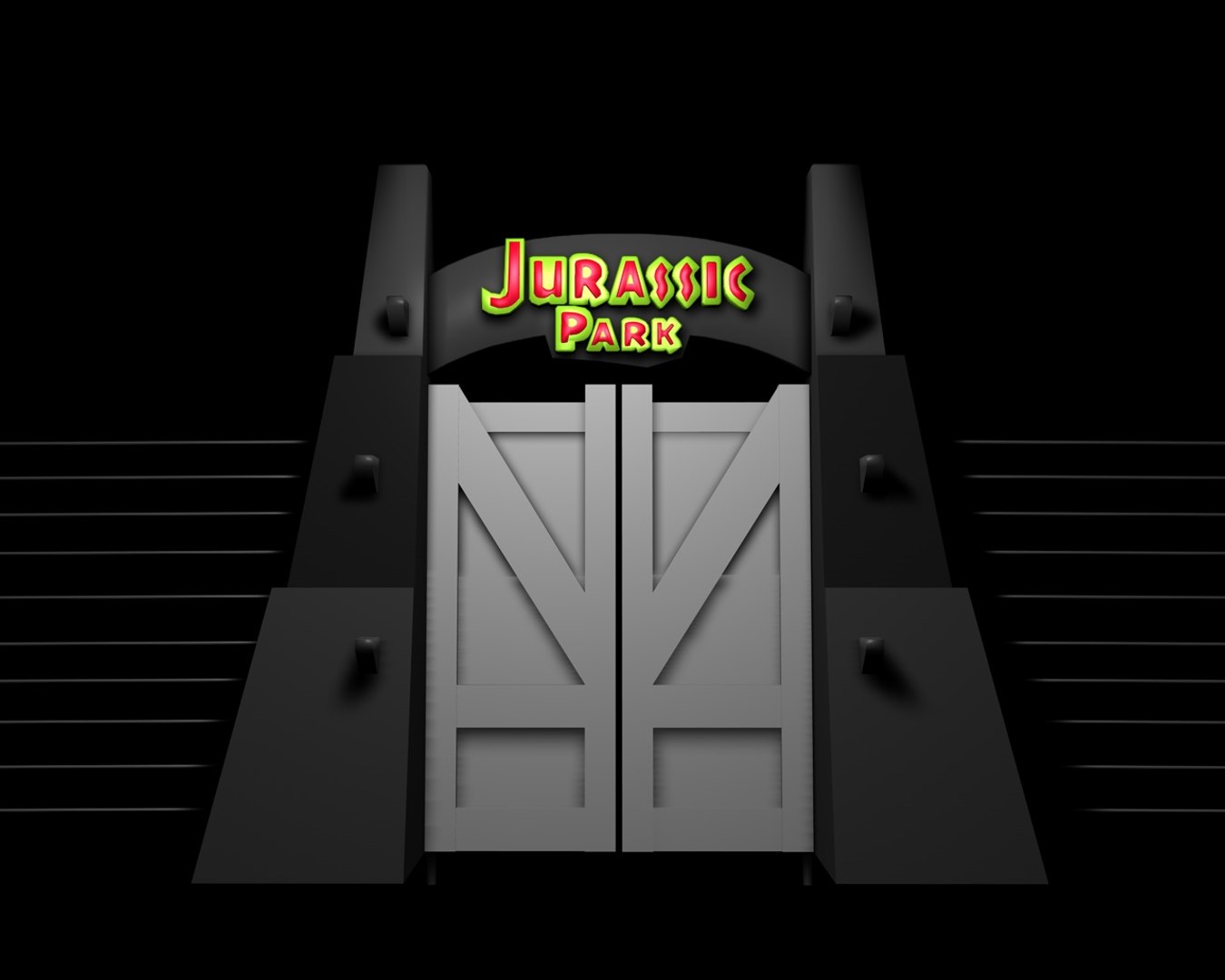 3ds Max Jurassic Park Gate
