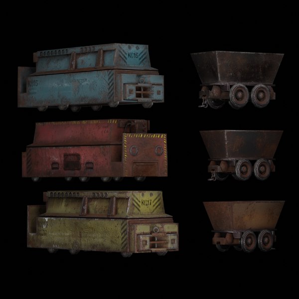 Mining locomotive with minecart 3D model - TurboSquid 1832528