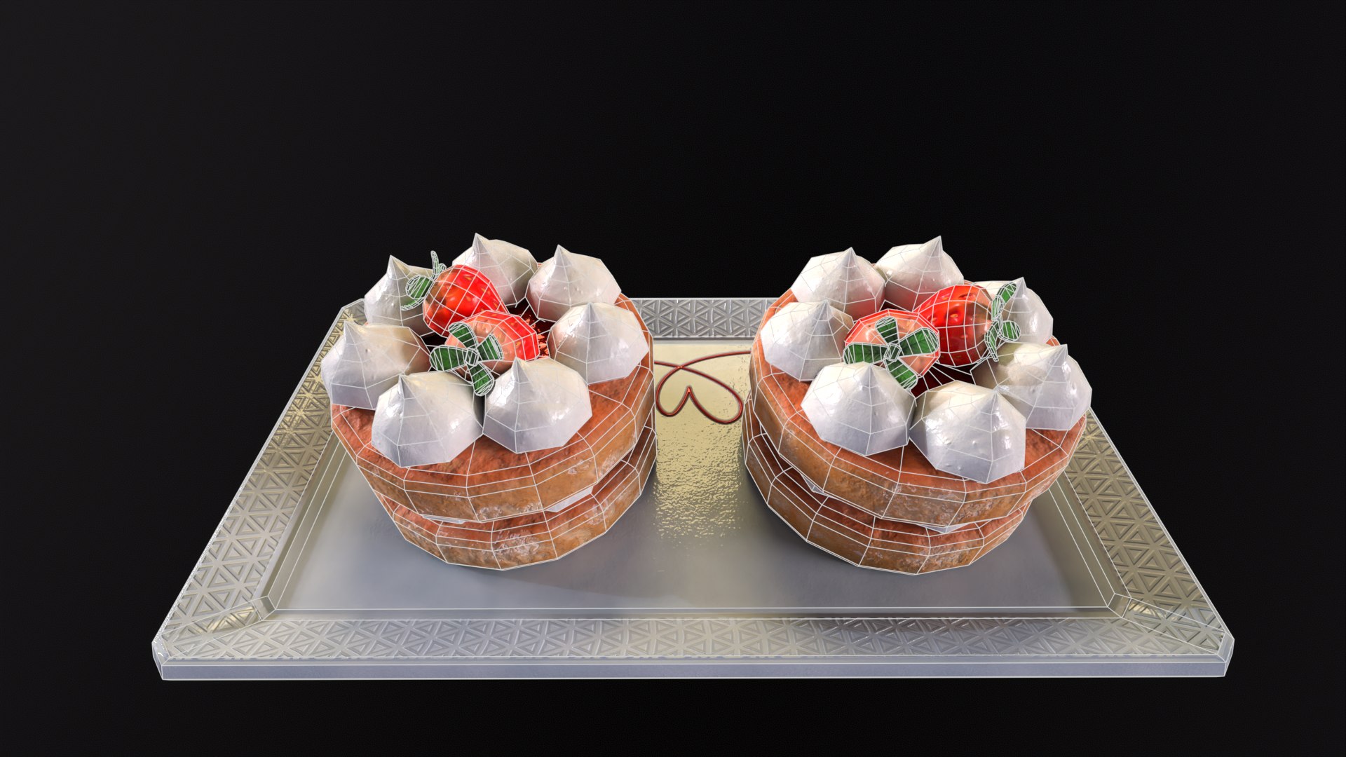 Strawberry Cakes Model - TurboSquid 2231832