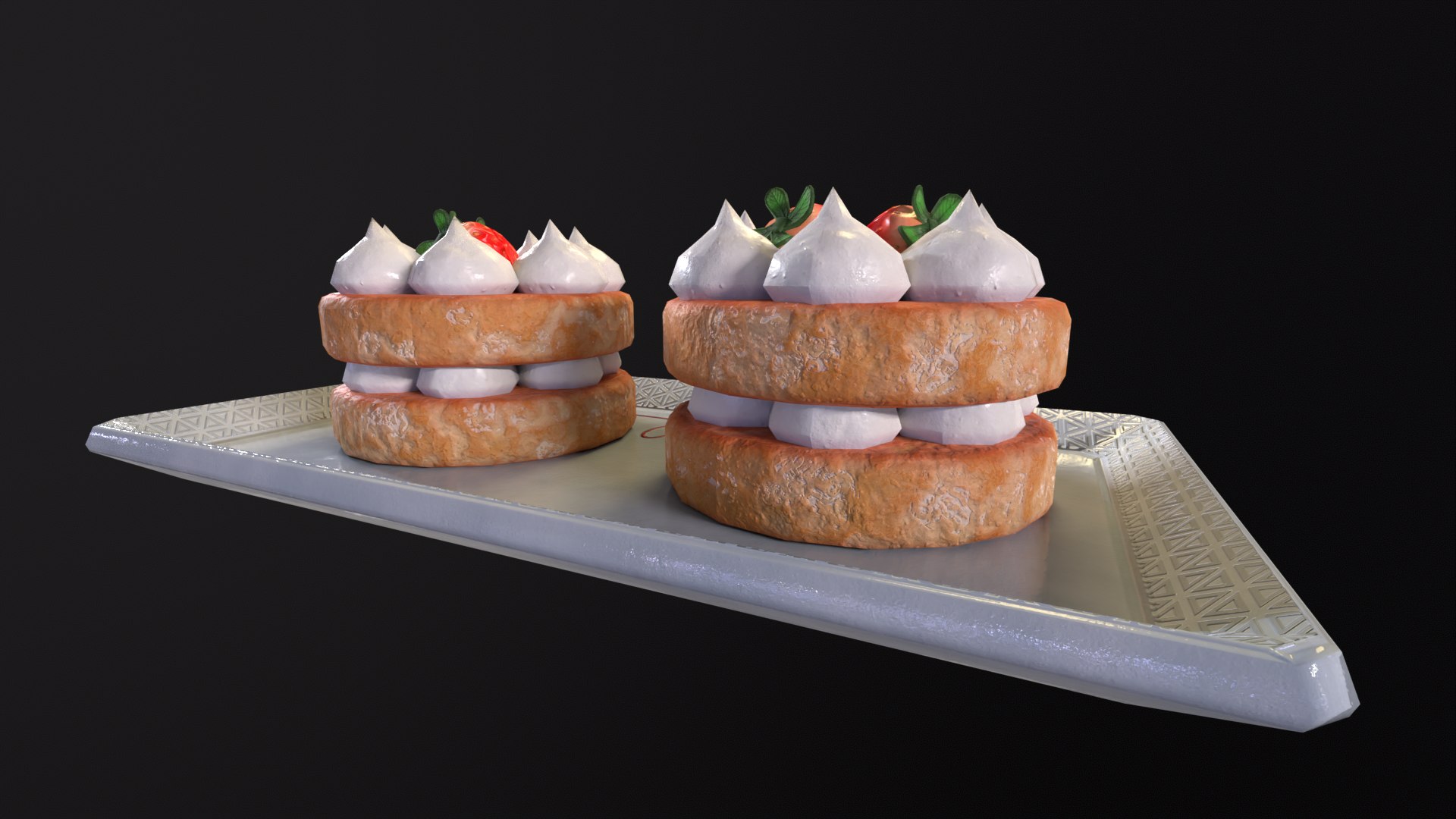 Strawberry Cakes Model - TurboSquid 2231832