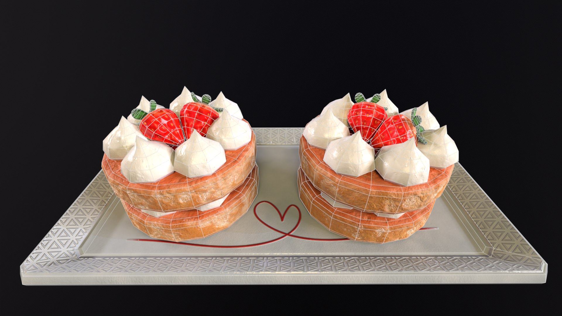 Strawberry Cakes Model - TurboSquid 2231832
