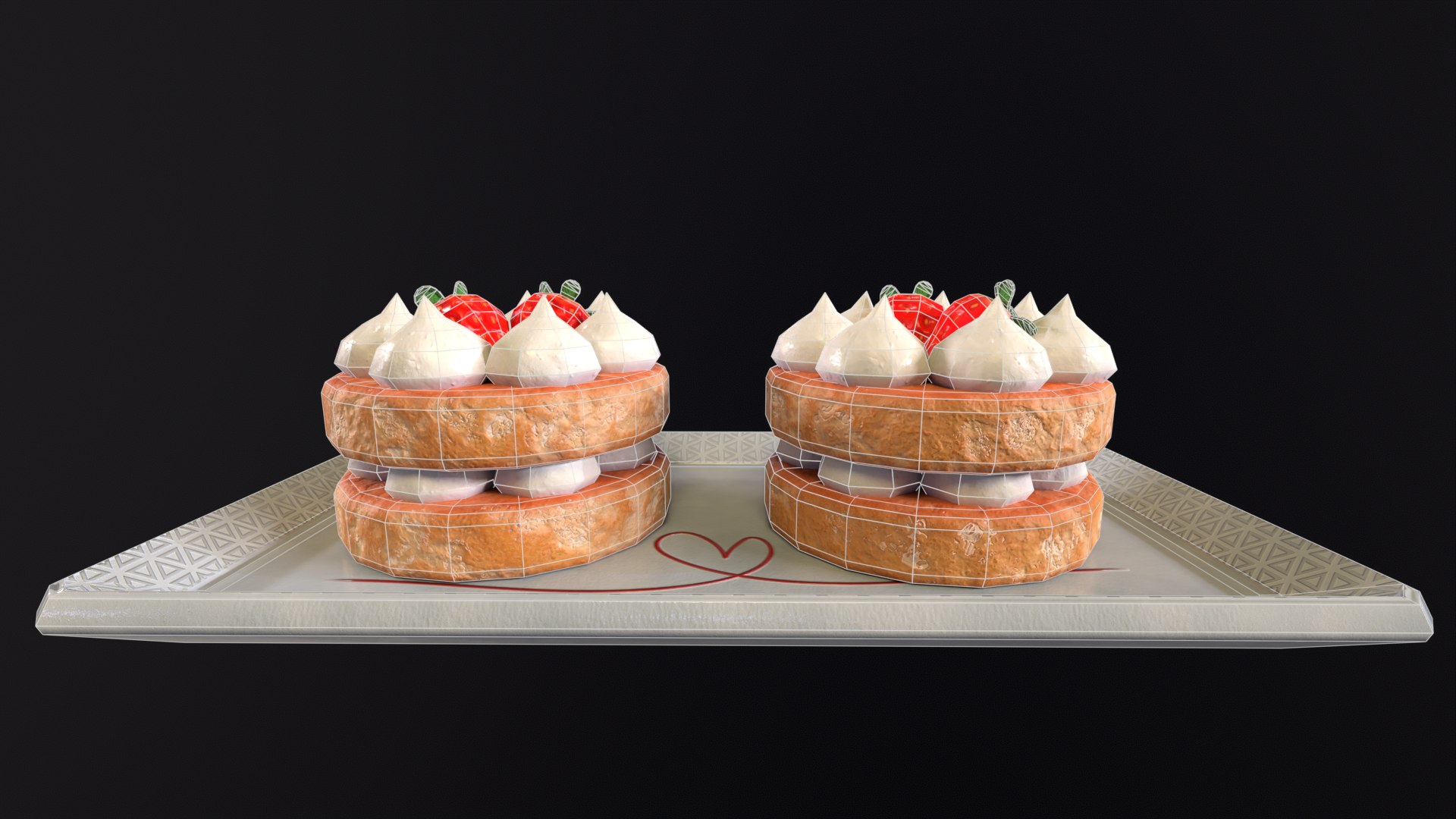 Strawberry Cakes Model - TurboSquid 2231832