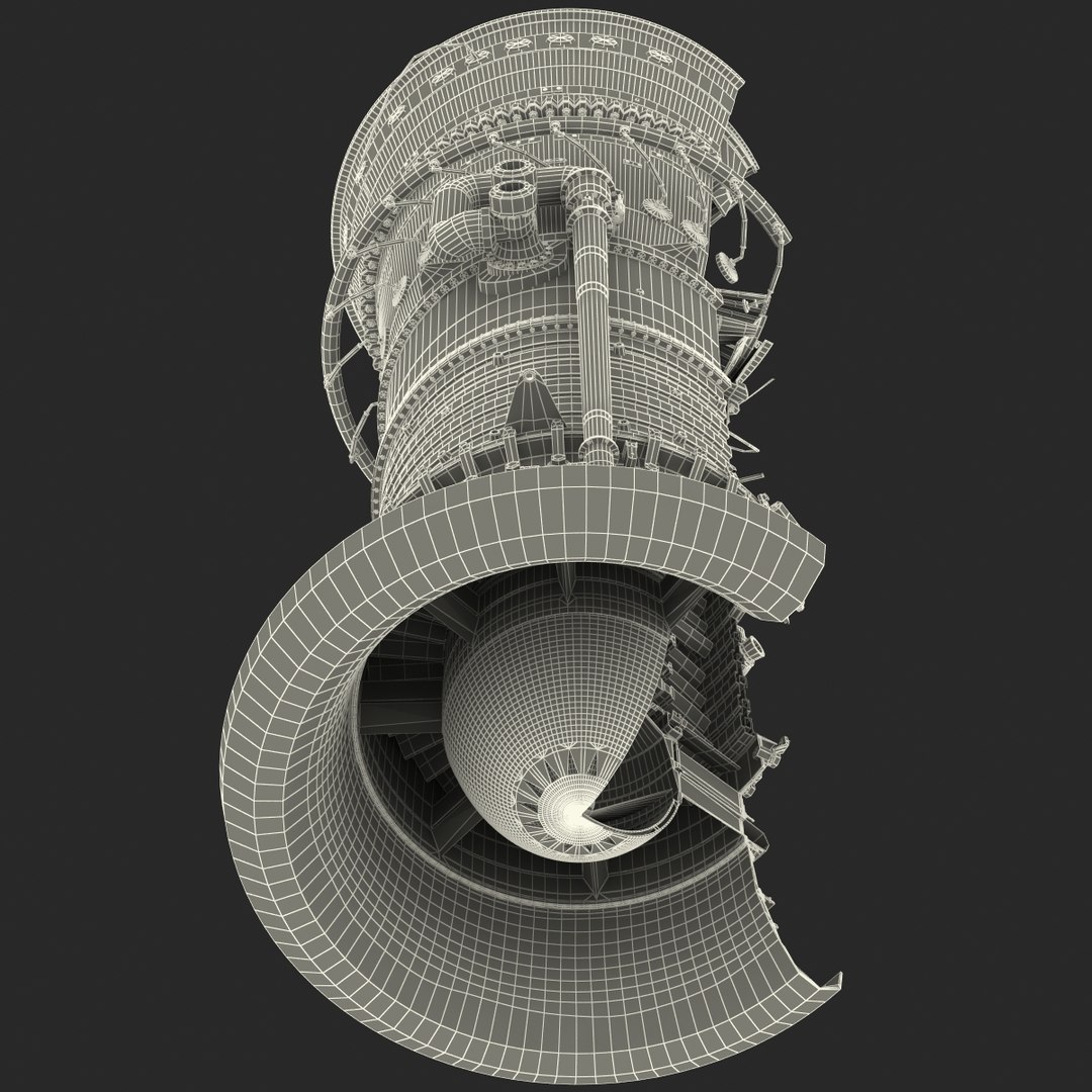 3d model aircraft jet turbine 3