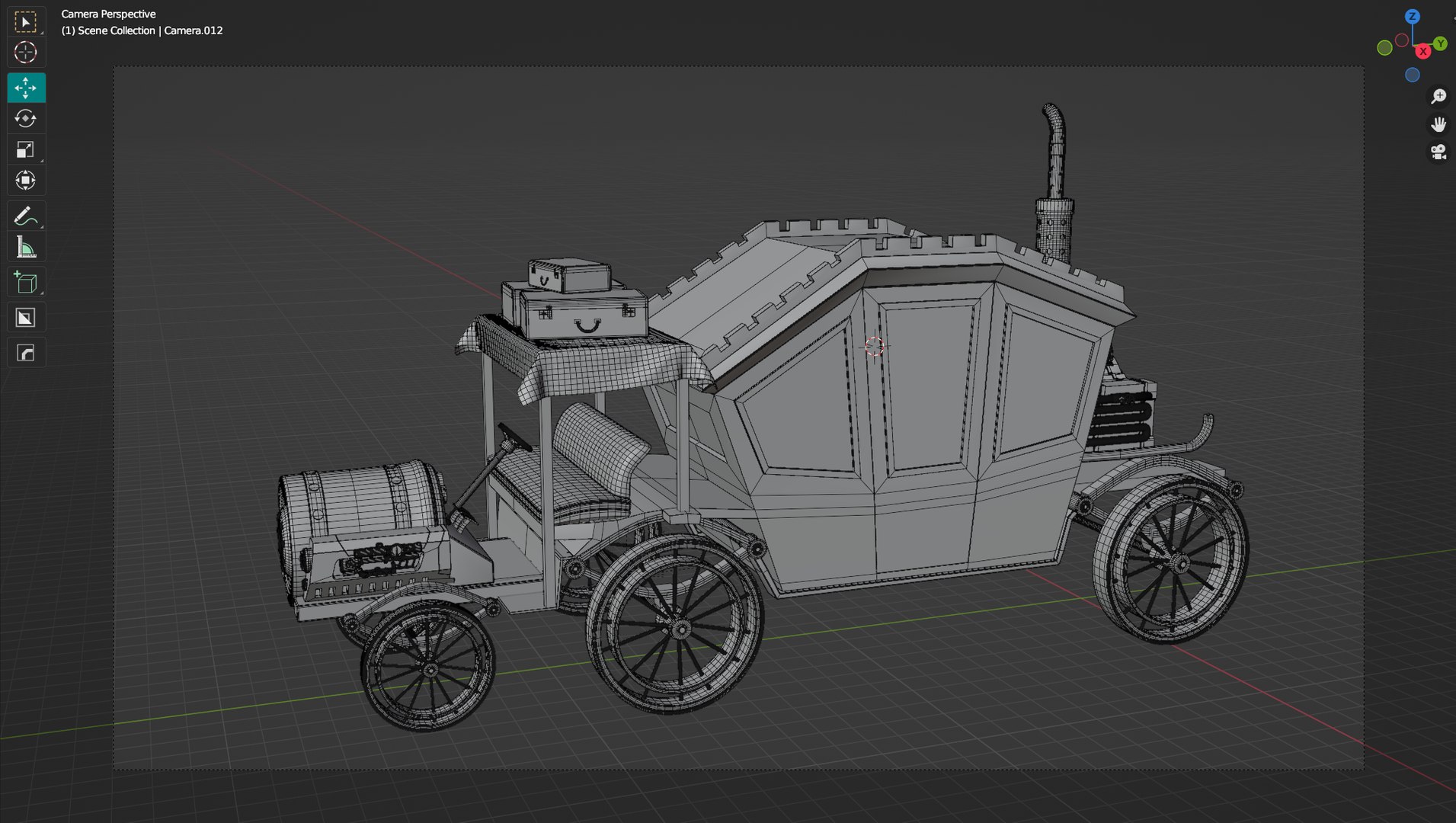 3D Steampunk Engine Old Medieval Carriage Low-poly 3D Model ...