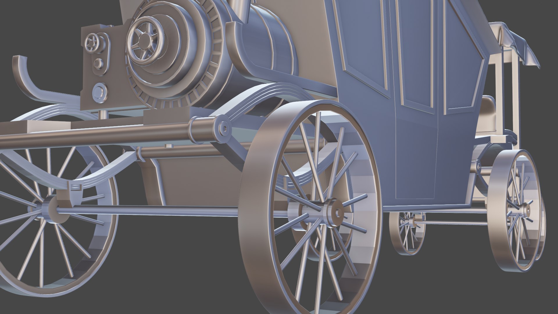 3D Steampunk Engine Old Medieval Carriage Low-poly 3D Model ...
