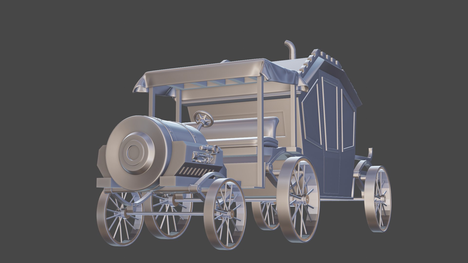 3D Steampunk Engine Old Medieval Carriage Low-poly 3D Model ...