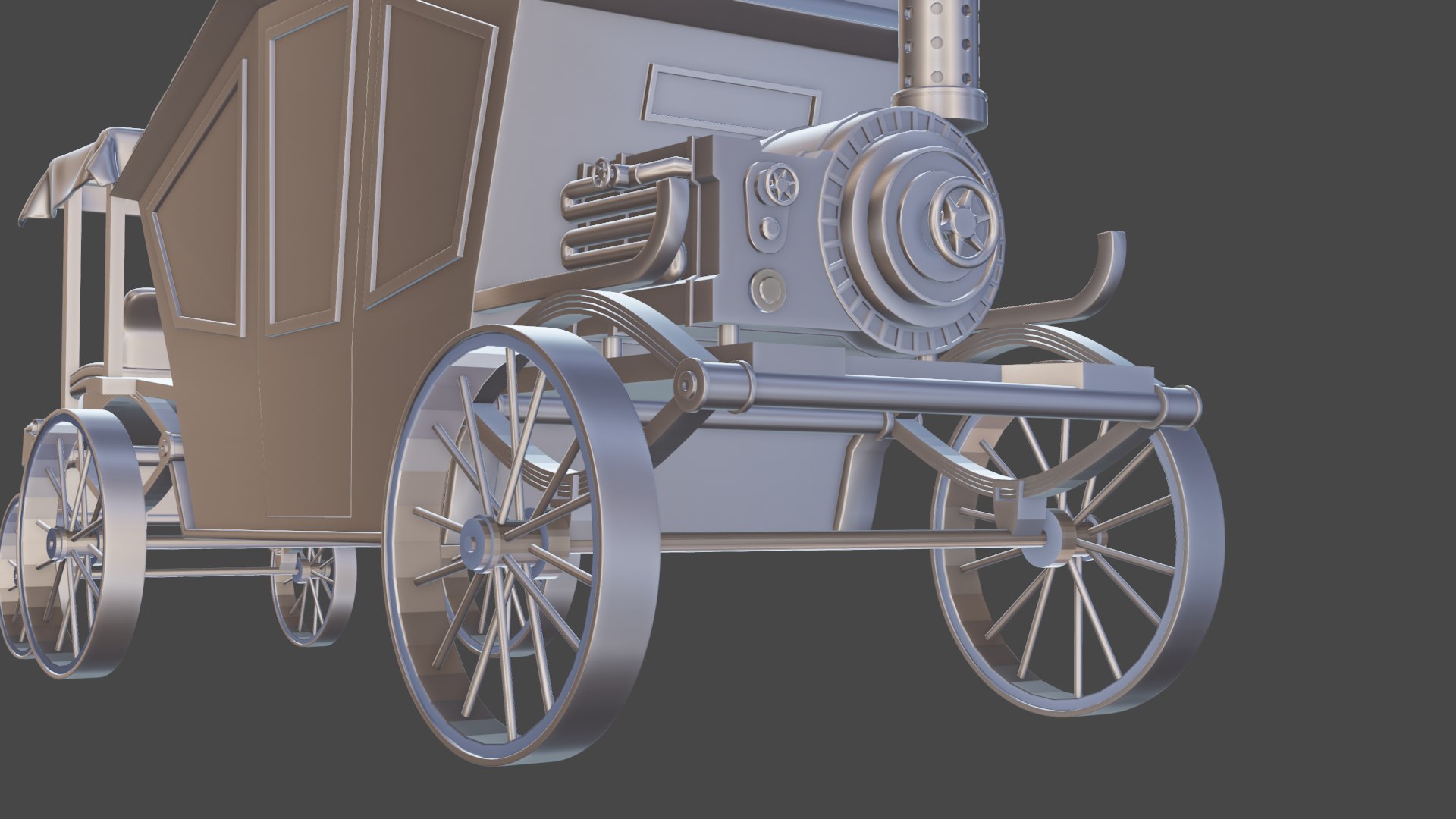 3D Steampunk Engine Old Medieval Carriage Low-poly 3D Model ...