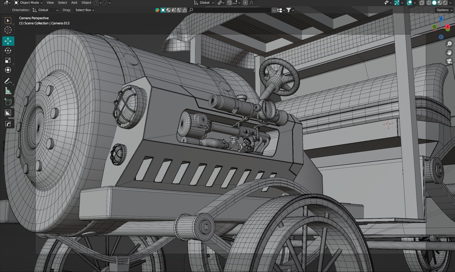 3D Steampunk Engine Old Medieval Carriage Low-poly 3D Model ...