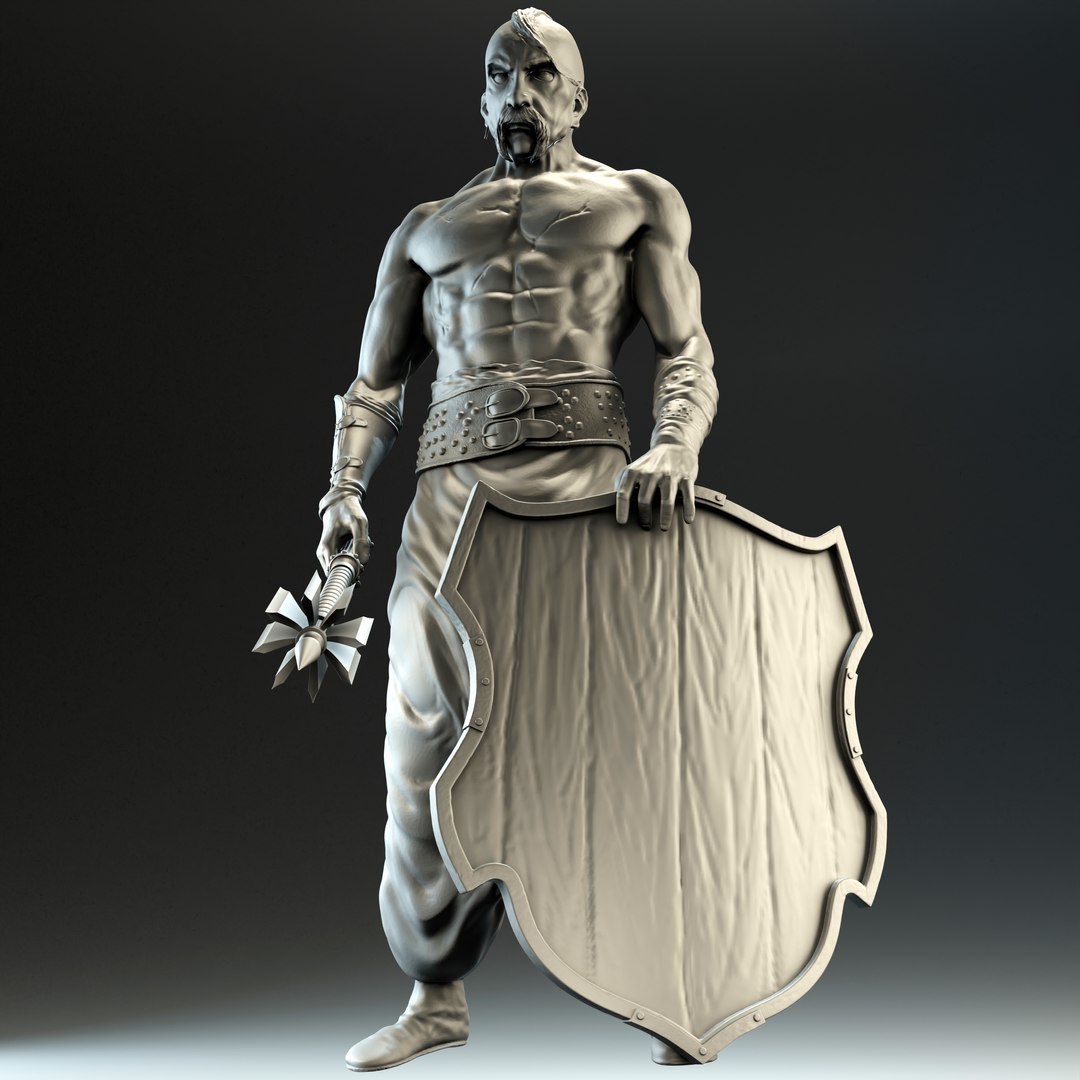 3D Cossack Warrior With Mace And Shield For CNC 3D Print Model Model ...