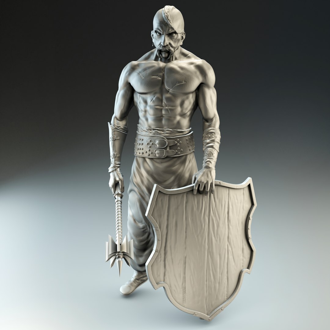 3D Cossack Warrior With Mace And Shield For CNC 3D Print Model Model ...