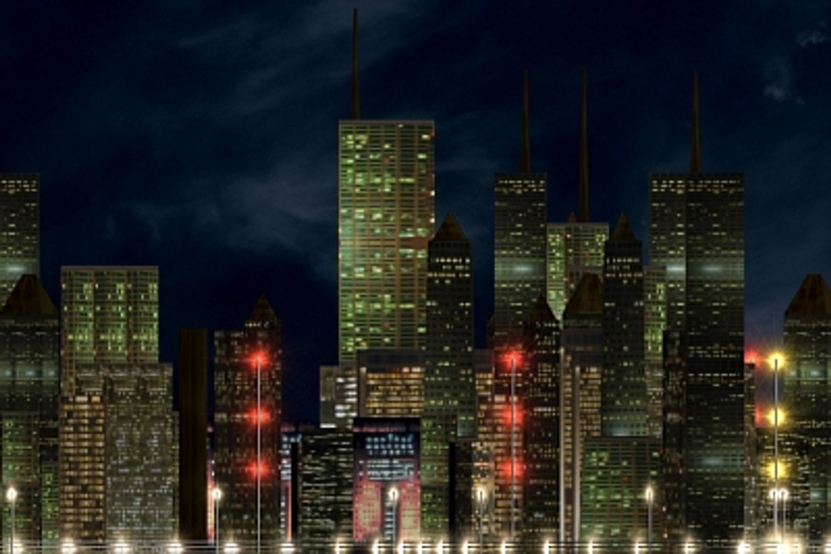 City Skyline Night 3d Model