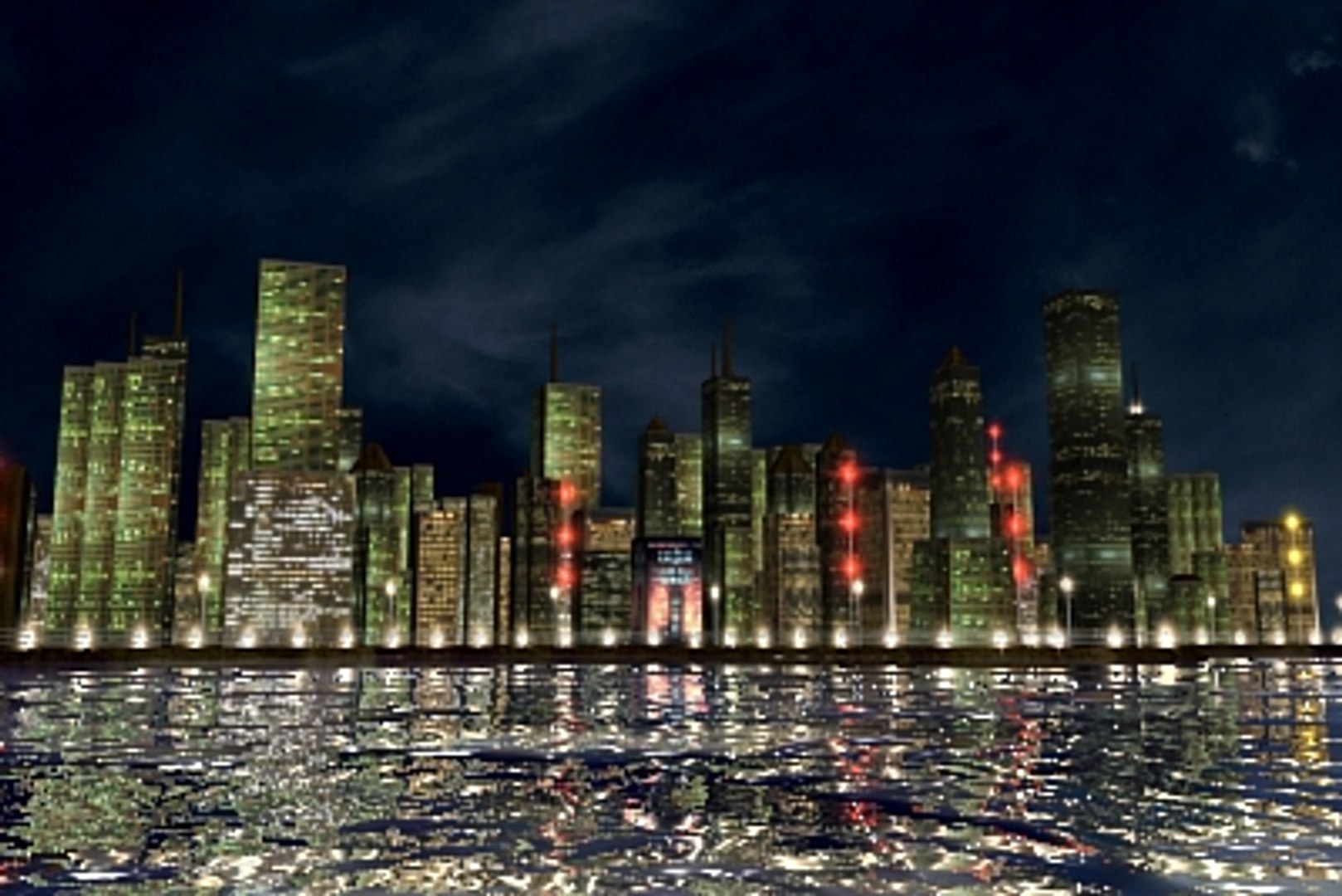 City Skyline Night 3d Model