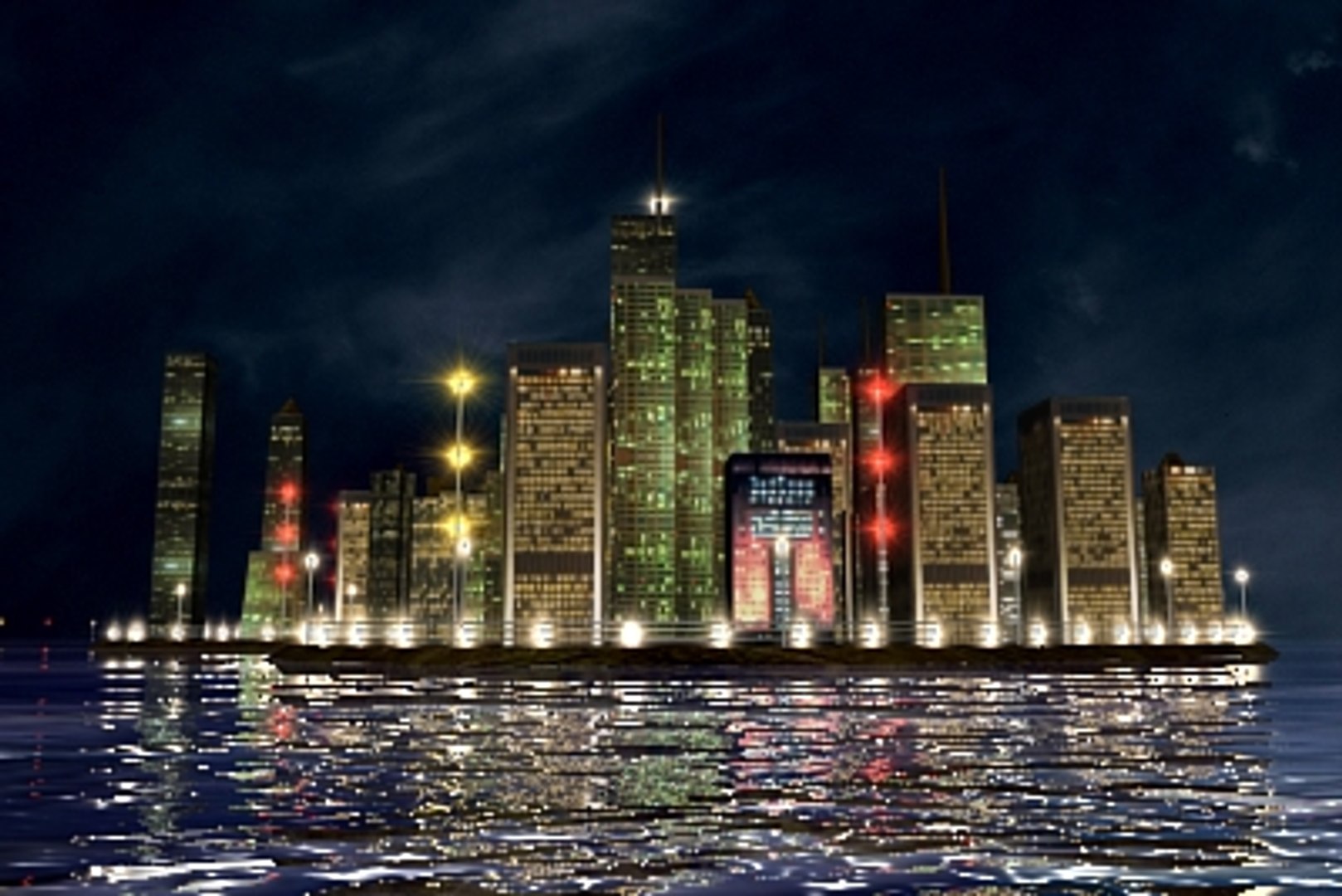 City Skyline Night 3d Model