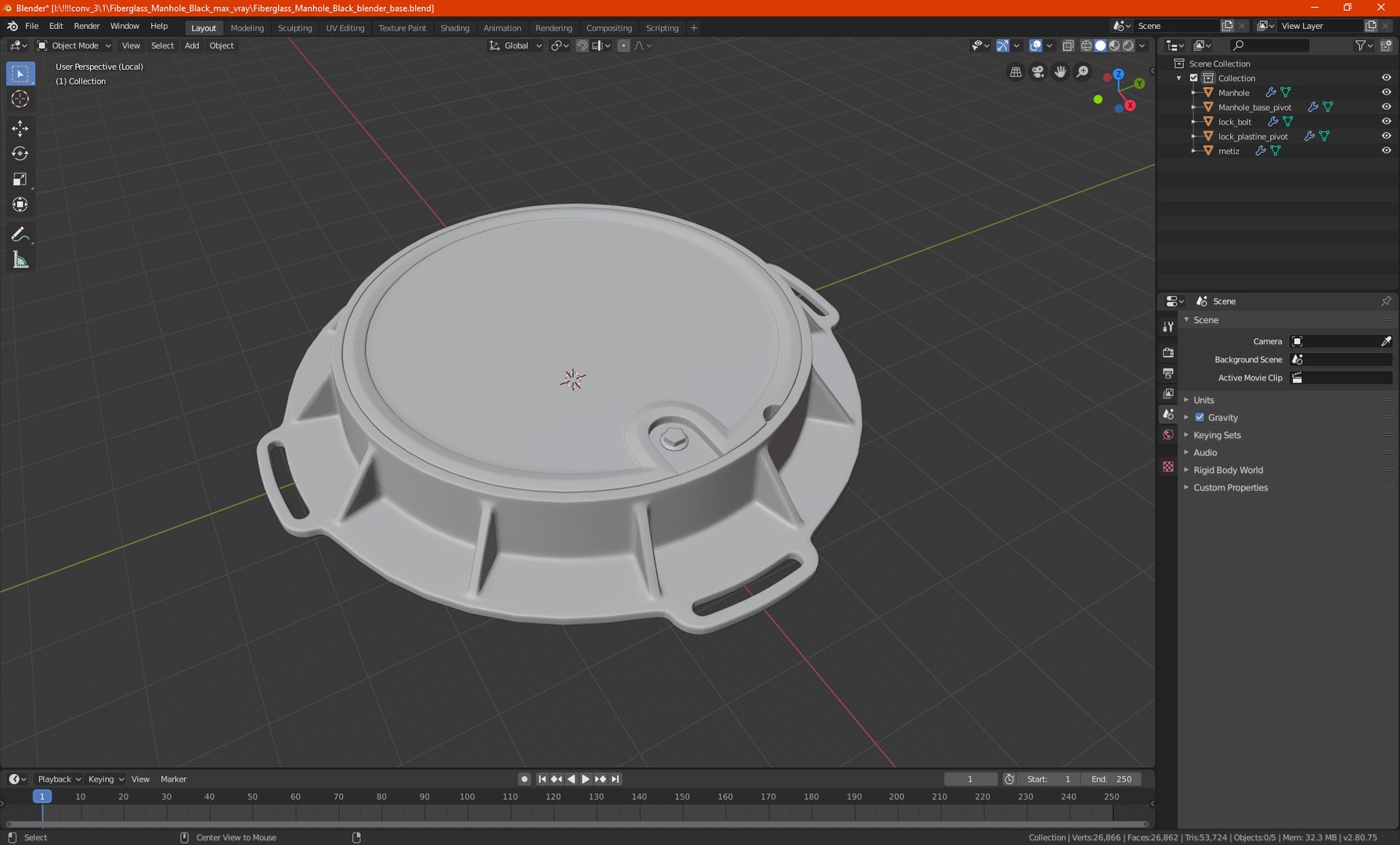 3D Fiberglass Manhole Red - TurboSquid 1947468