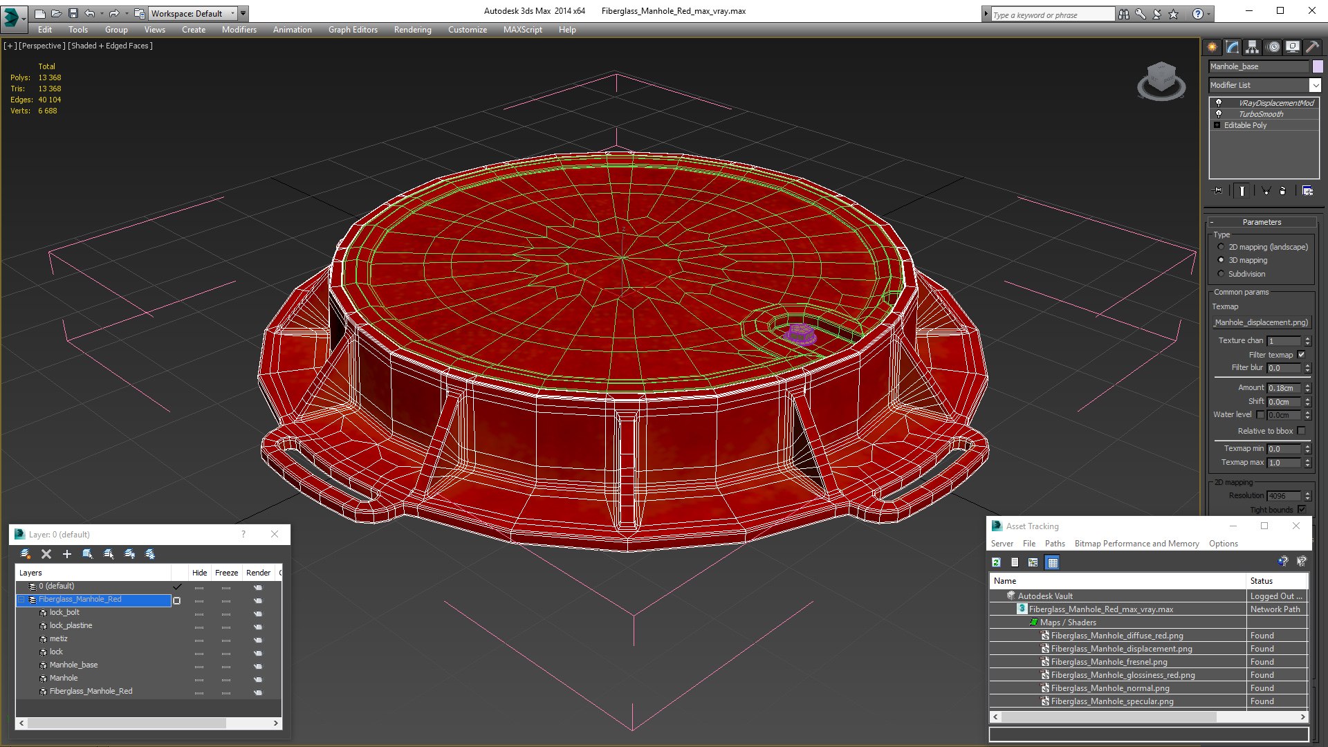 3D Fiberglass Manhole Red - TurboSquid 1947468