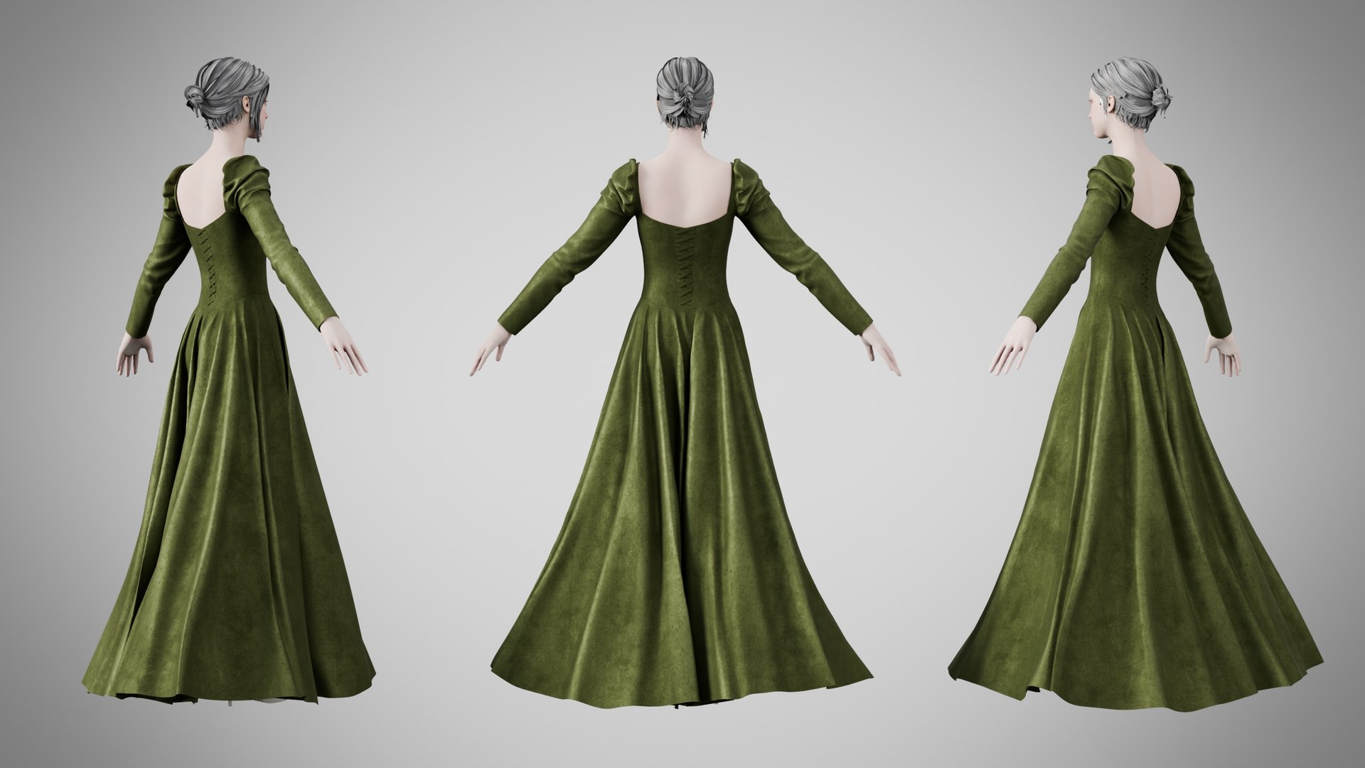 Dress 40 Olive Green Velvet 3D Model - TurboSquid 2521483