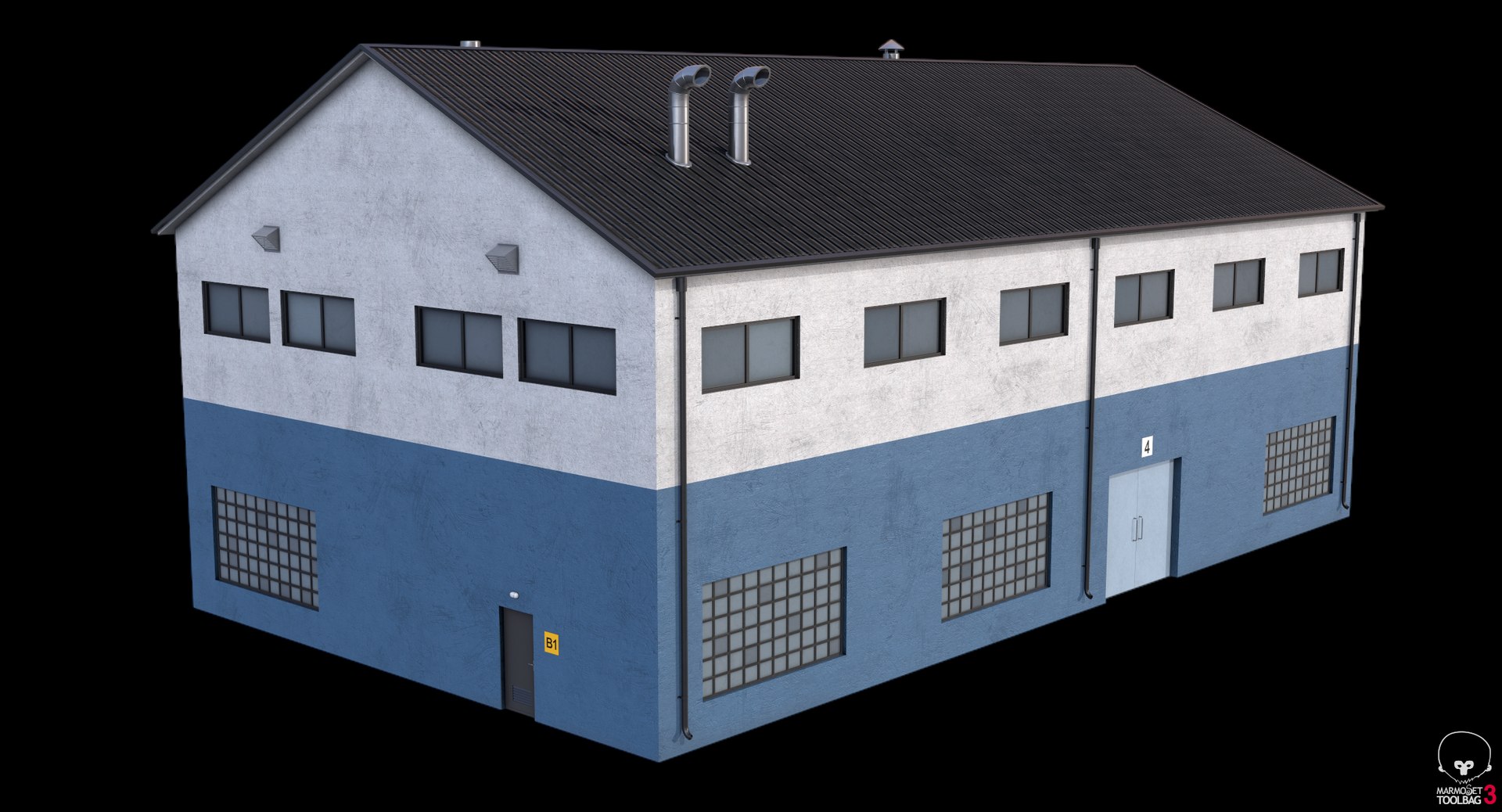 3D Model Industrial Building 14 Blue - TurboSquid 2435383