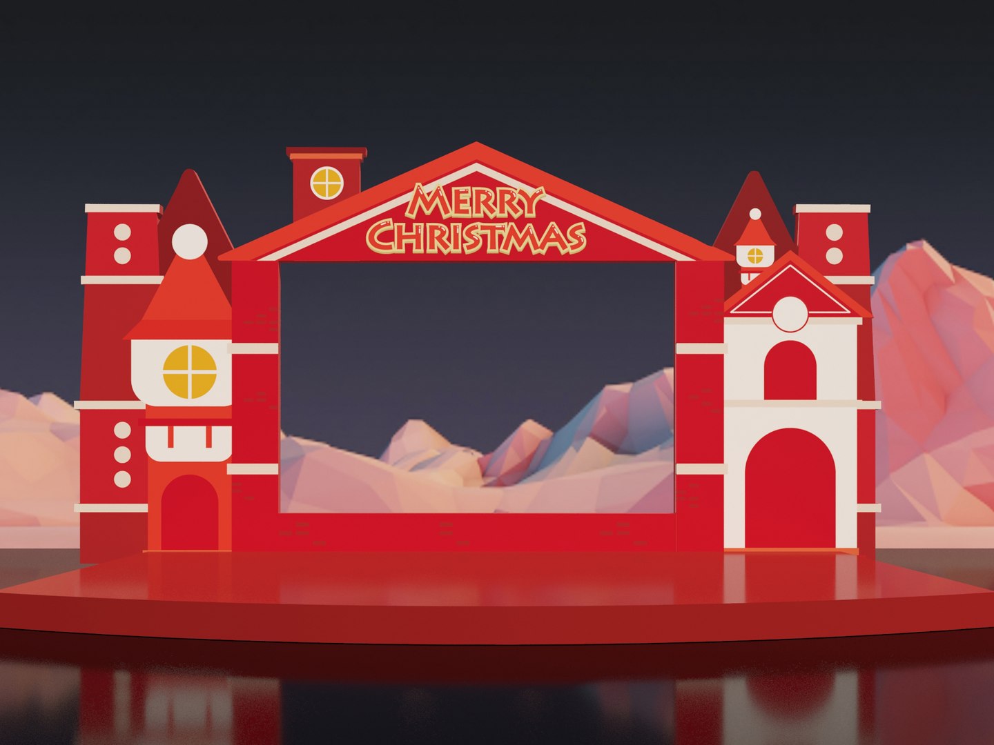 Christmas Themed Dance Christmas Small Stage Stage Background Wall ...