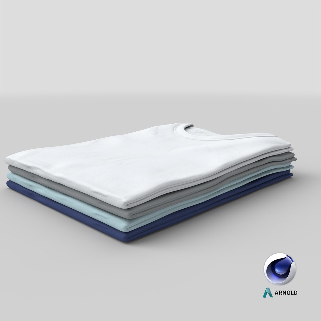 3D Female Crew Neck Folded Stacked Color Variations 01 - TurboSquid 1781380