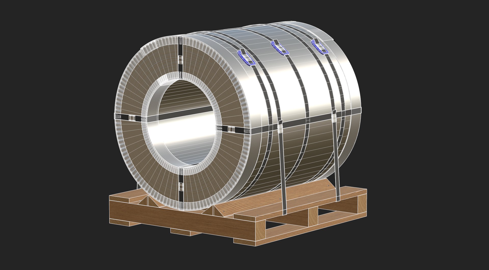 Steel Coil And Wooden Pallet 3D - TurboSquid 2292959