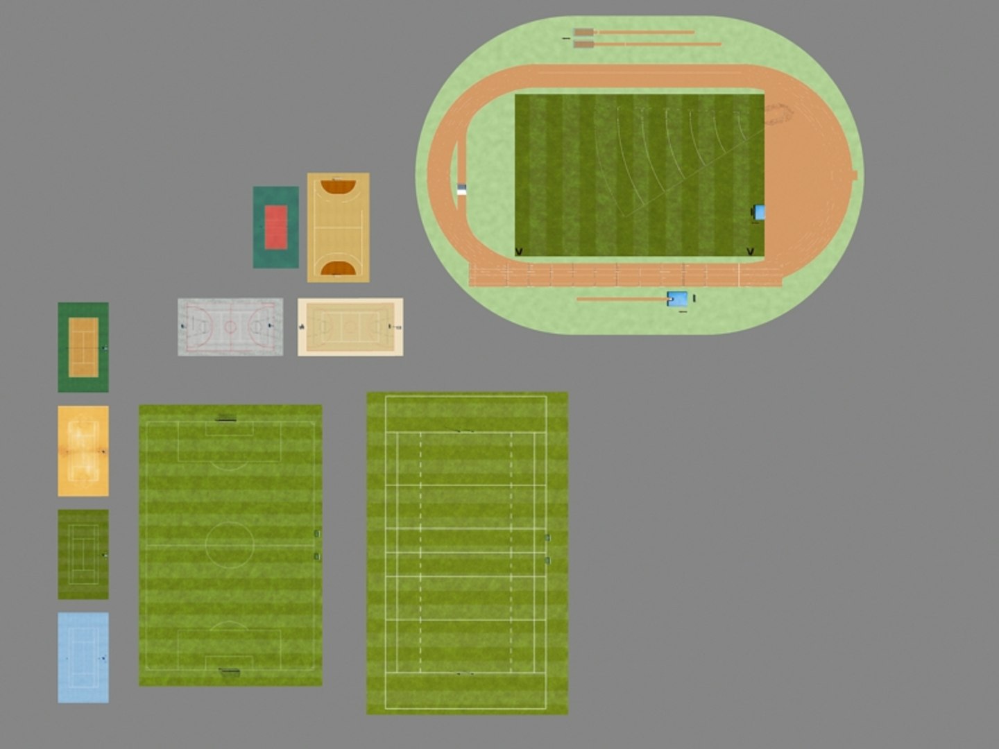 Field Track Court 3d Model