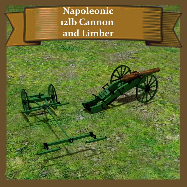 modelo 3d Napoleonic French 12lb Cannon with Limber - TurboSquid 1996523
